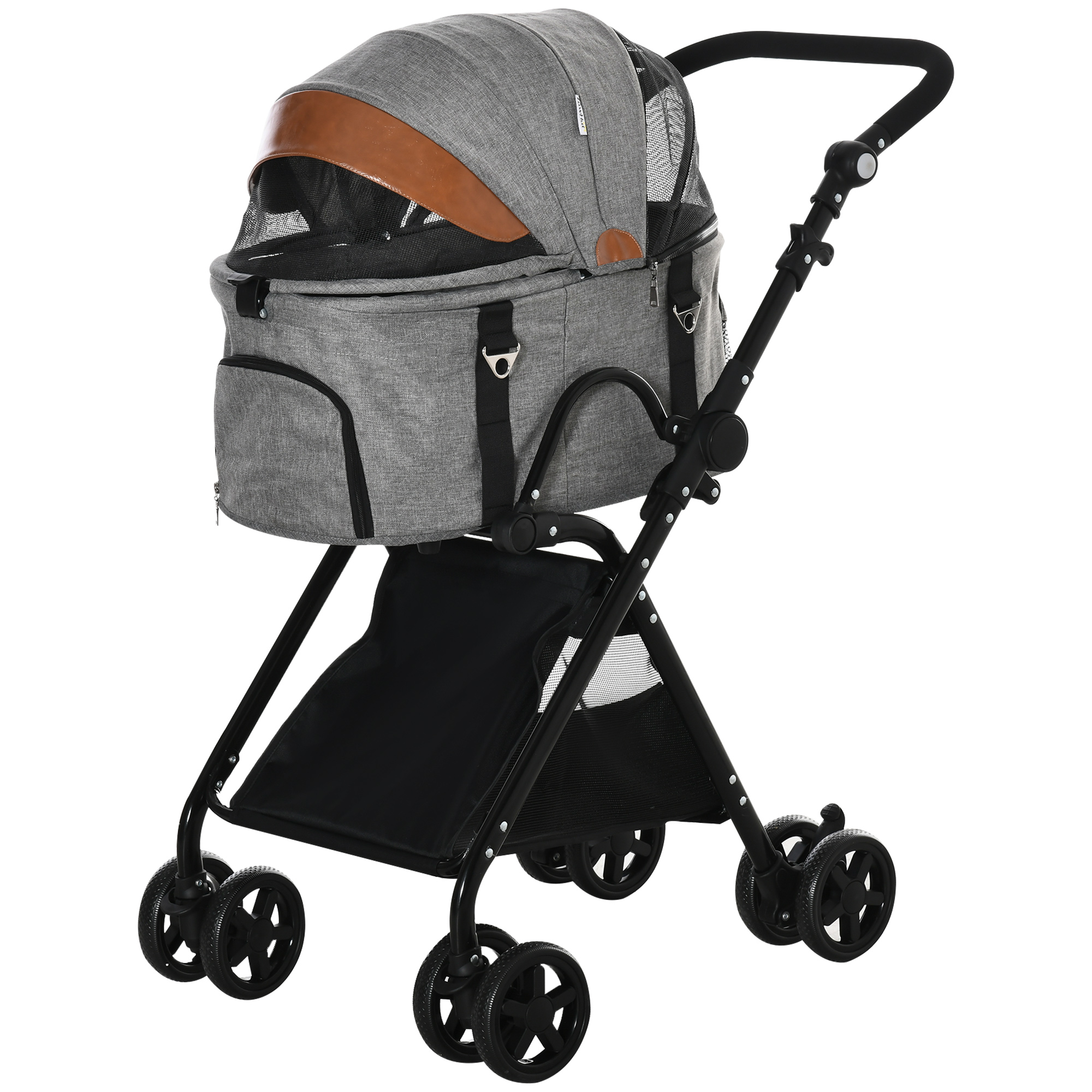 PawHut Poussette pour chien 2 en 1 pliable cadre en acier tissu Oxford ...