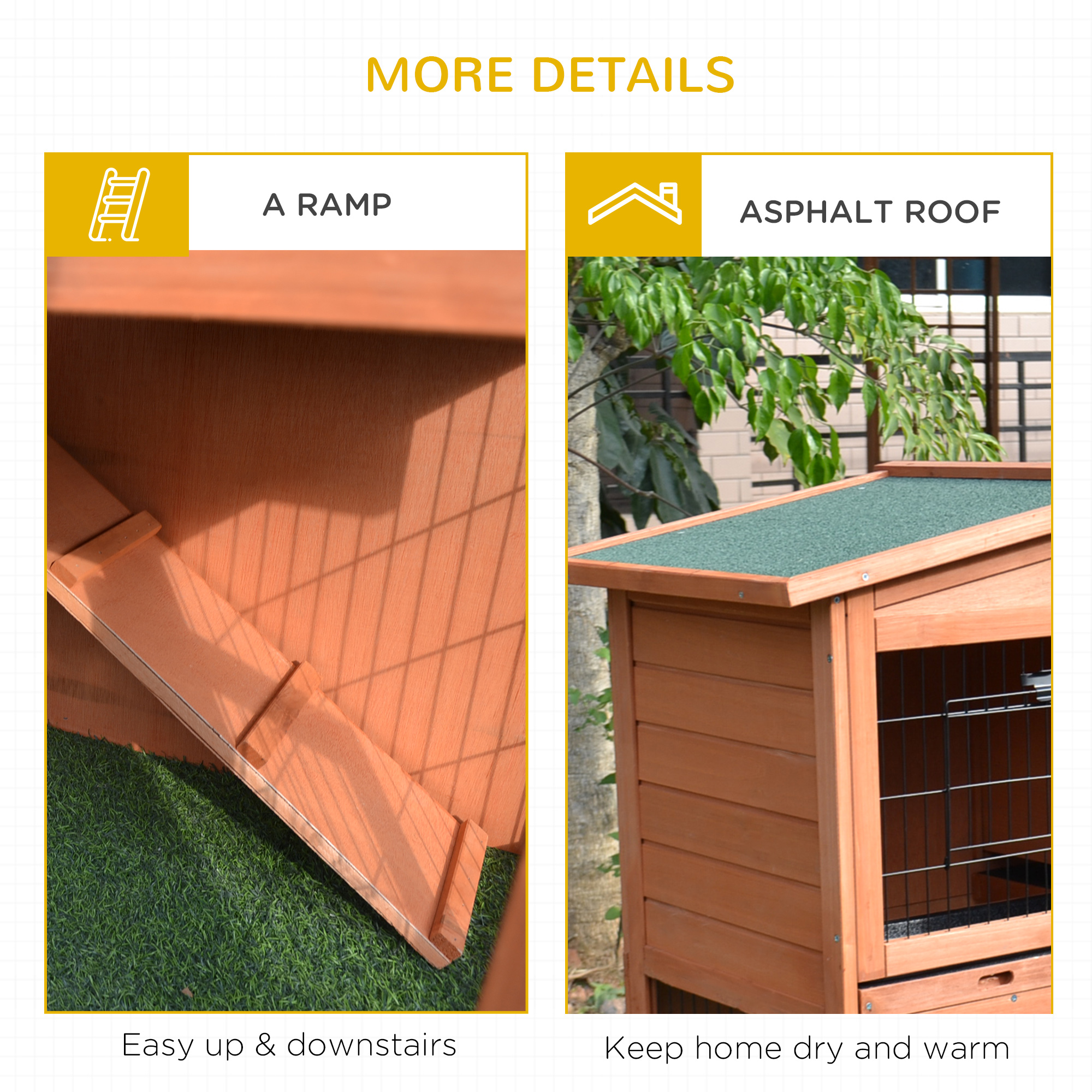 PawHut 2 Story Multi-Level Outdoor Rabbit Small Animal Enclosure with ...