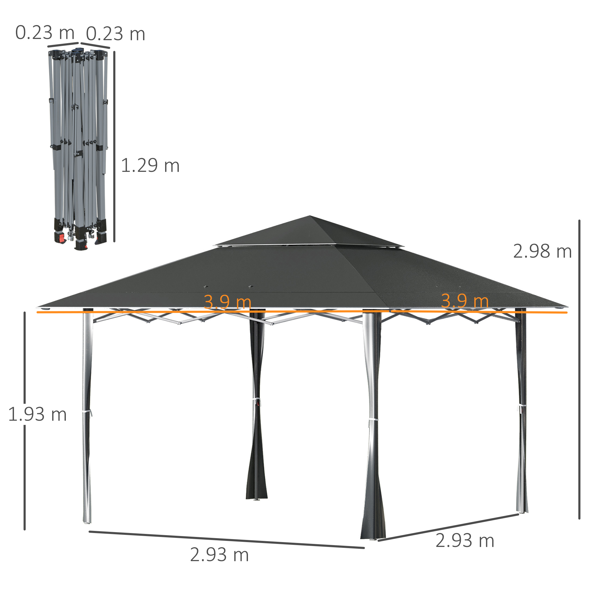 Outsunny 4 x 4m Pop-up Canopy Gazebo Tent with Roller Bag & Adjustable ...