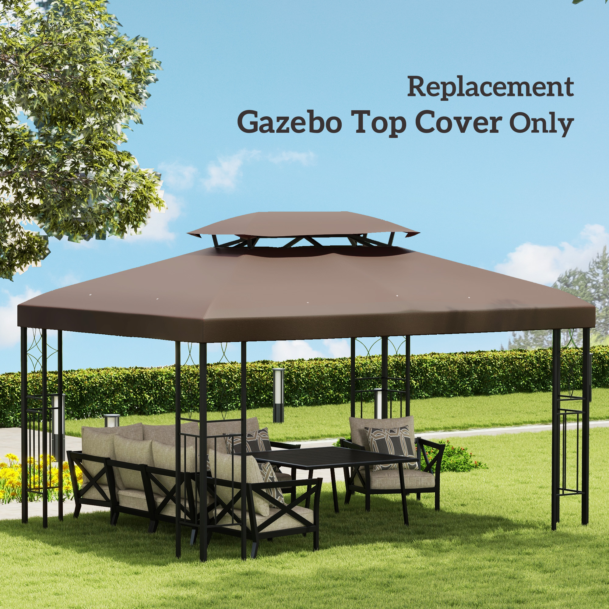 Outsunny Gazebo Replacement Top Waterproof Gazebo Cover Gazebo Spare ...