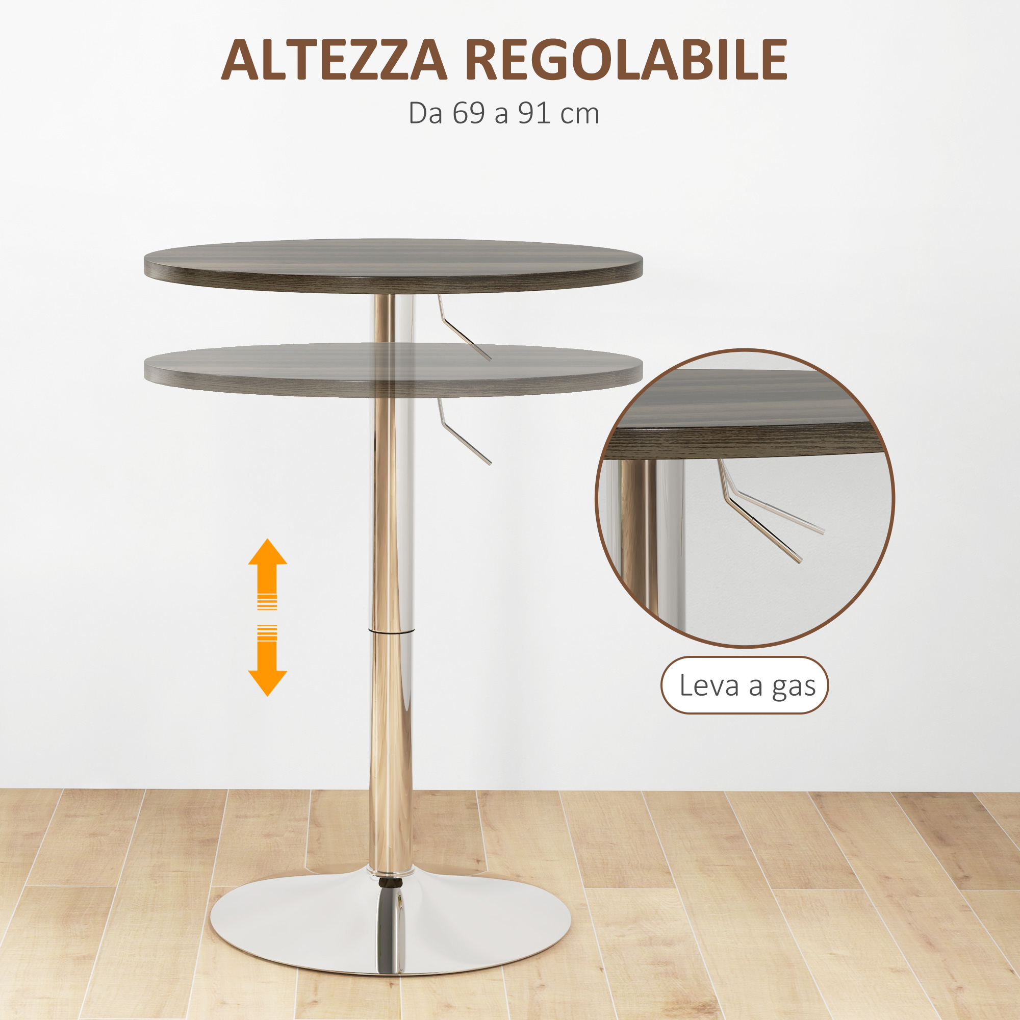 HOMCOM Tavolo Alto con Altezza Regolabile e Piano Girevole a 360 ...