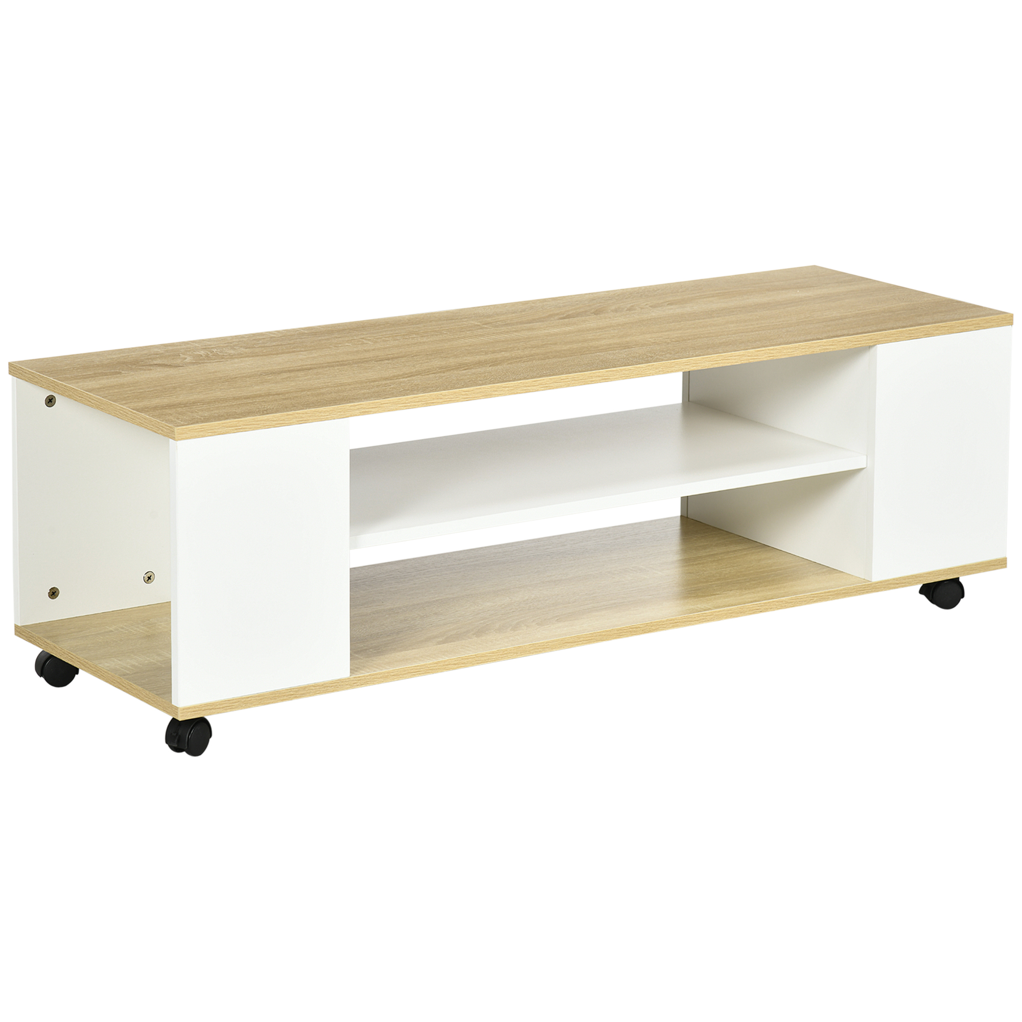 HOMCOM Mueble de TV Flotante y Ruedas con 2 Puertas y 2 Estantes para ...