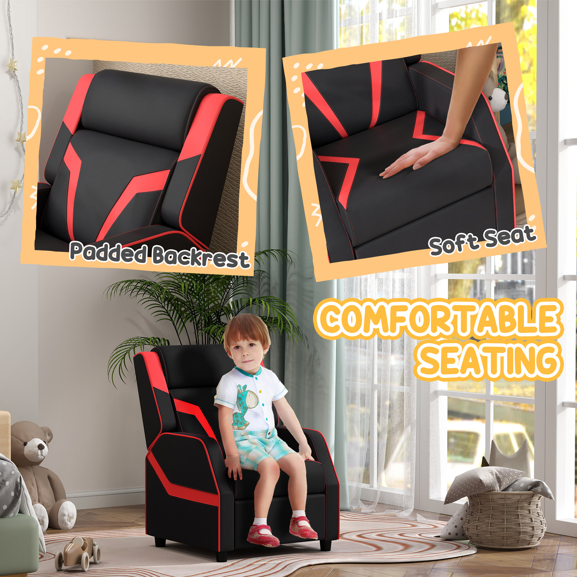AIYAPLAY 2 in 1 Kids Chair Recliner with Backrest, Armrest, Footrest ...