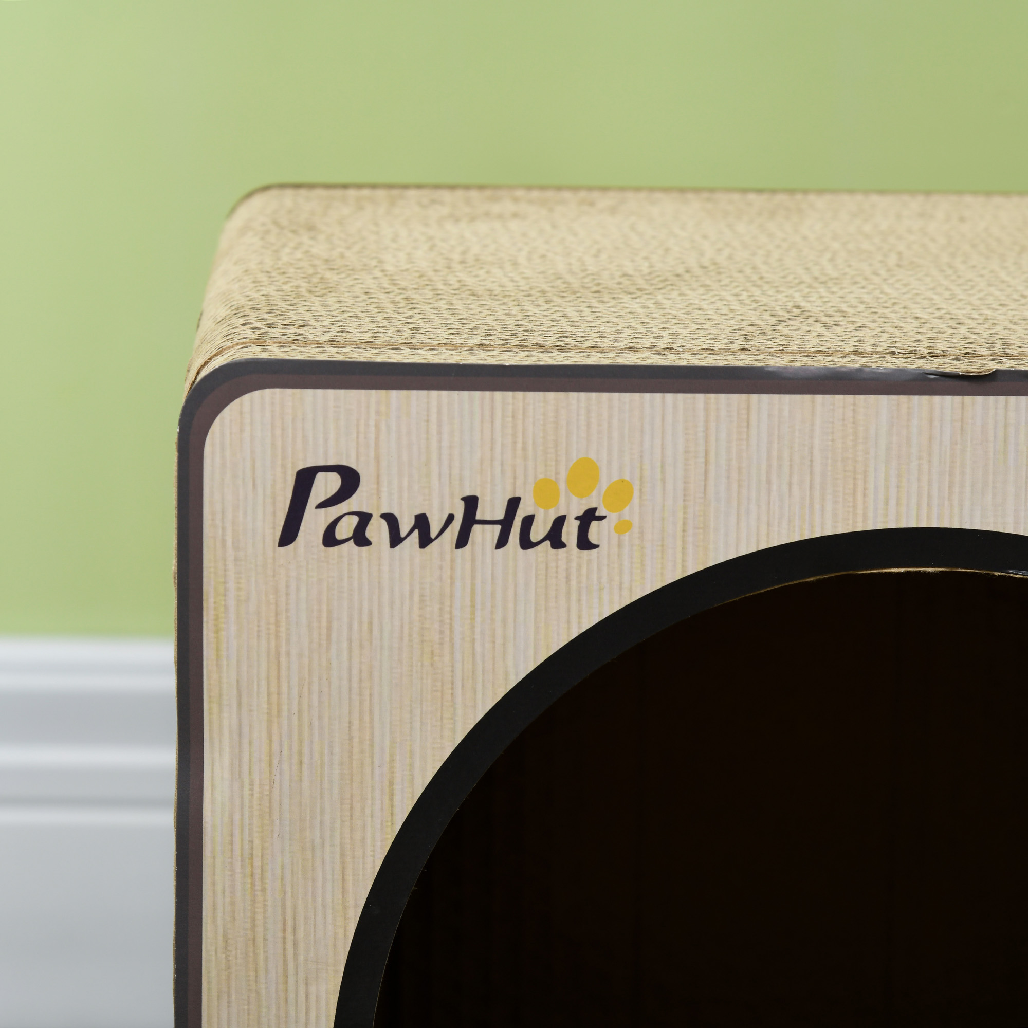 PawHut 2 in 1 Cat Scratcher, Radio Shape Cat House with Catnip, 57 x 24 ...