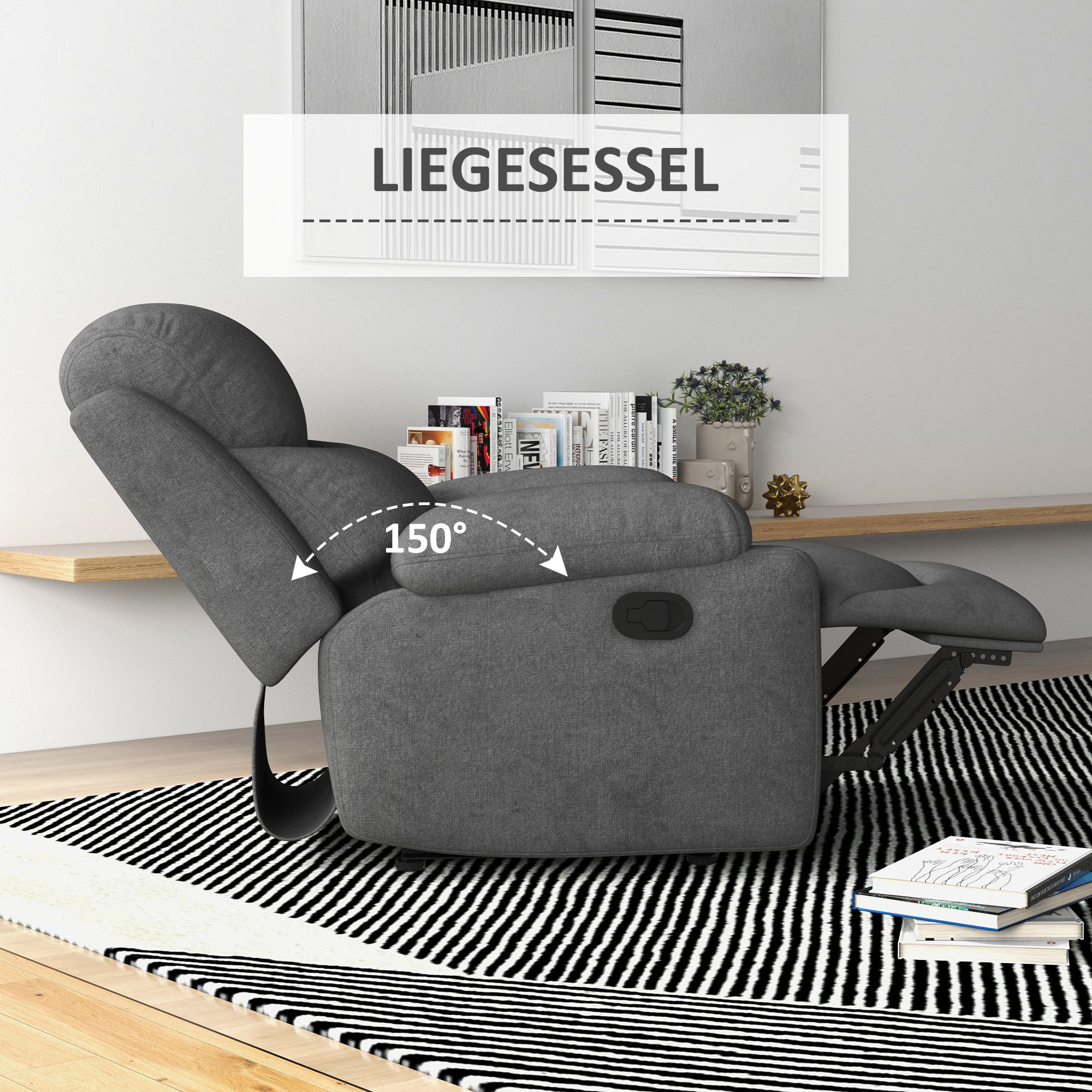 HOMCOM Relaxsessel, Fernsehsessel mit Liegefunktion, Liegesessel ...