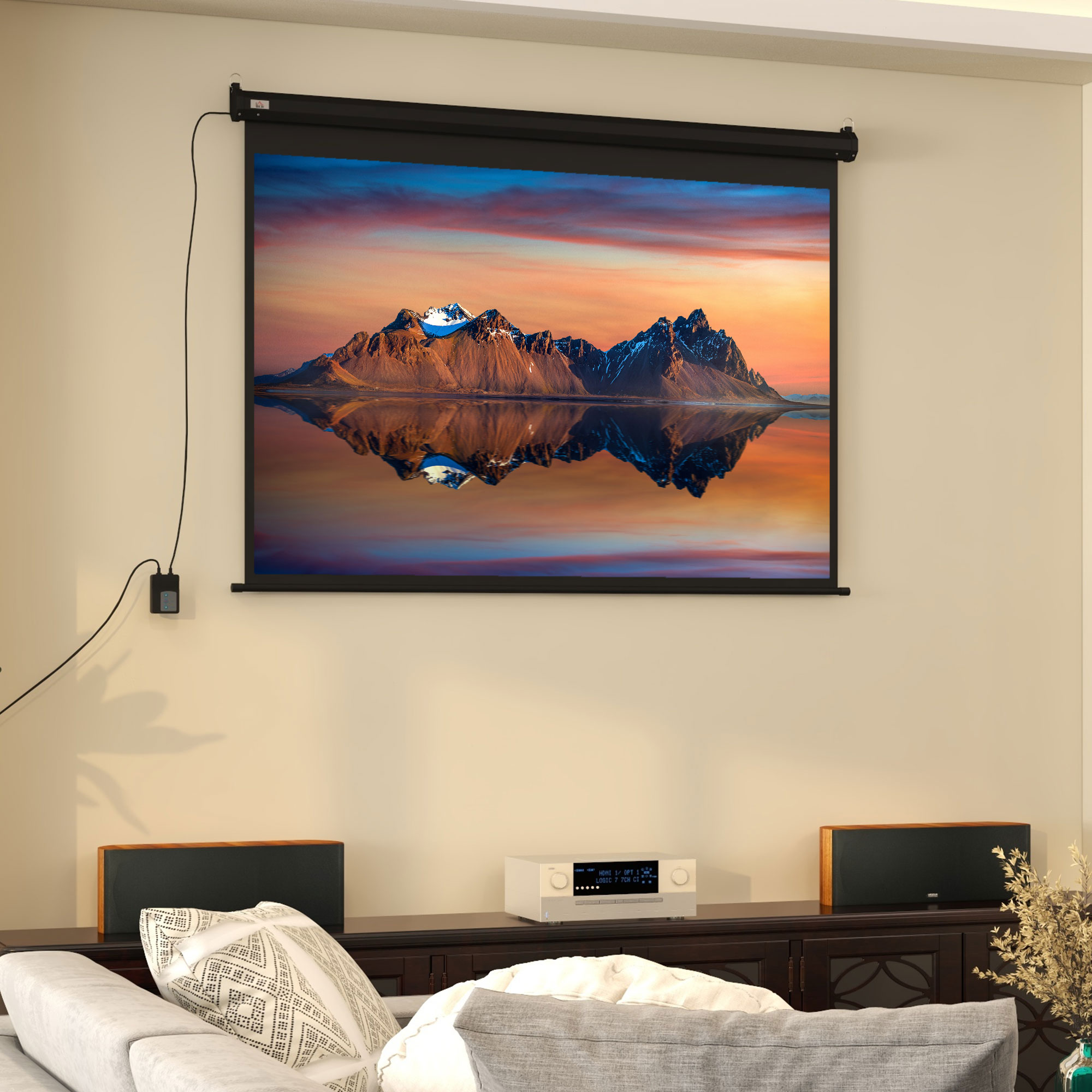 HOMCOM Telo Proiettore 89" Formato 4:3 con Telecomando Nero | Aosom Italy