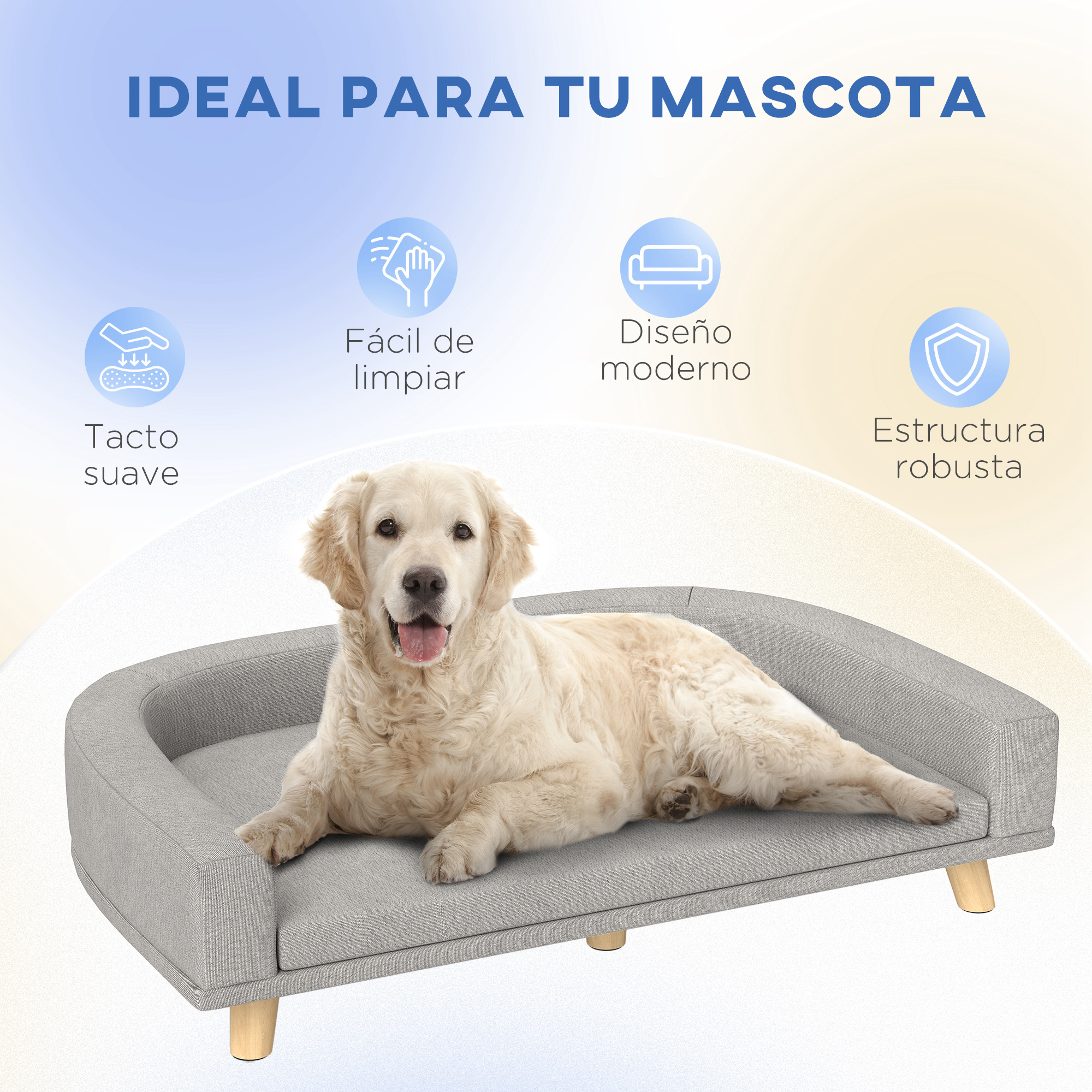 PawHut Sofá para Perros Grandes Cama Elevada para Perros con Cojín ...