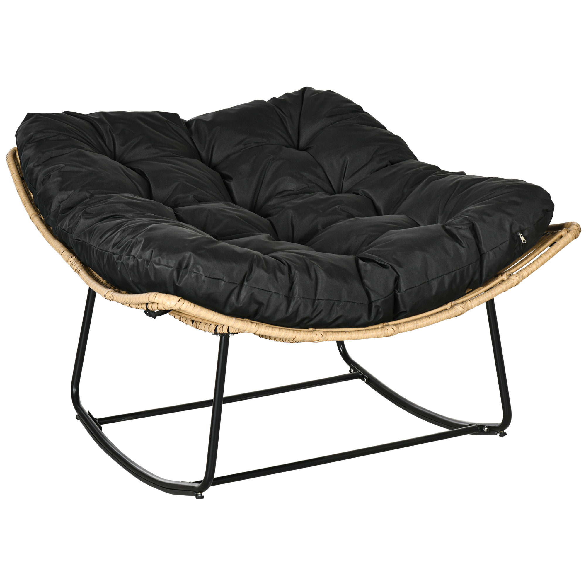 Outsunny Outdoor PE Rattan Rocking Chair, Patio Luxury Round Wicker ...