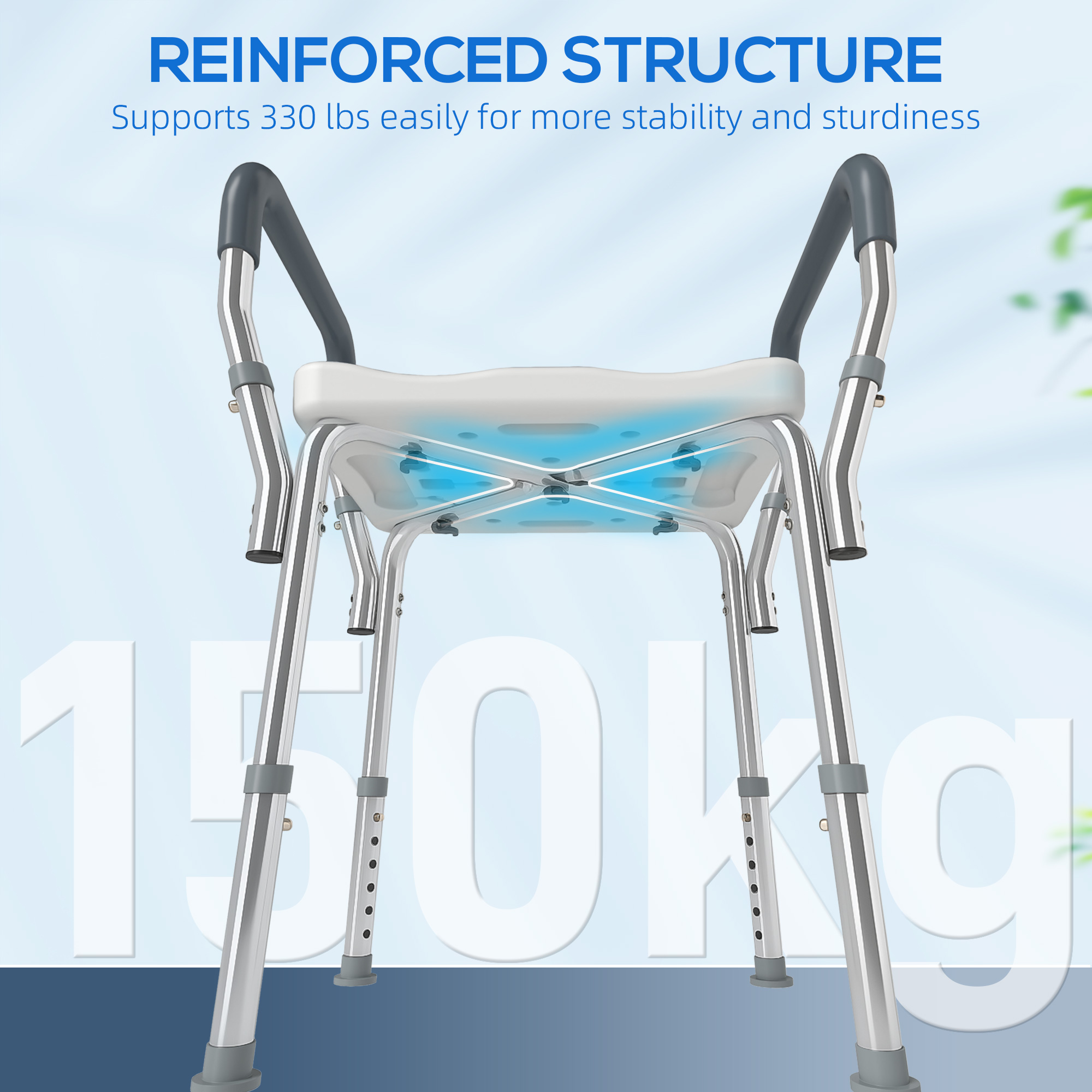 HOMCOM Portable Shower Stool, Non-Slip Shower Chair with Adjustable ...