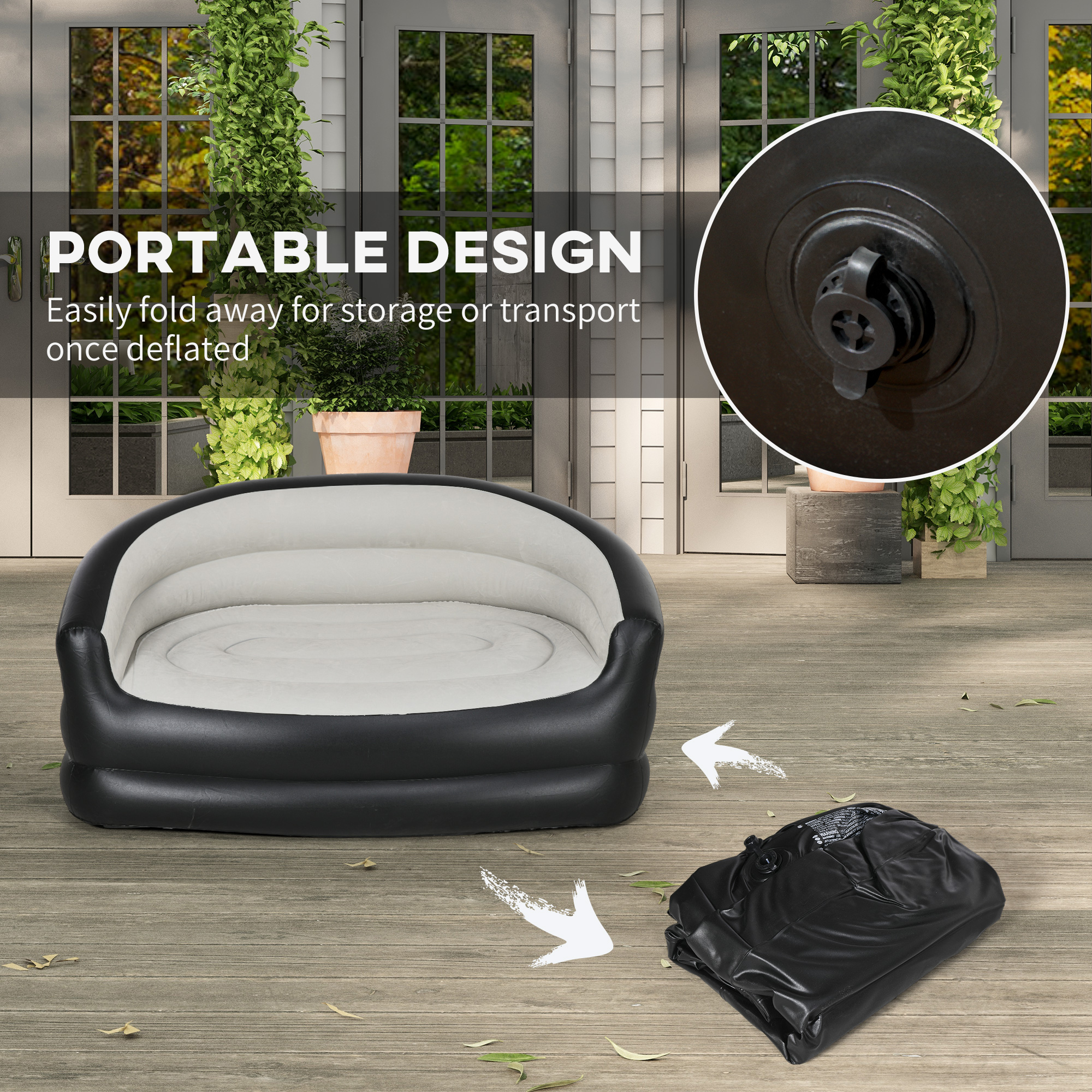 Outsunny Double Inflatable Seat - Grey/Black | Aosom UK