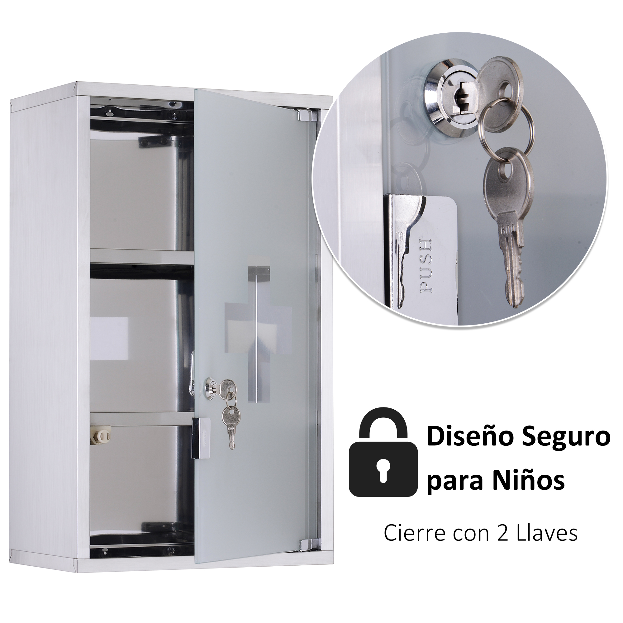 HOMCOM Botiquín de Pared Botiquín de Primeros Auxilios de Acero ...