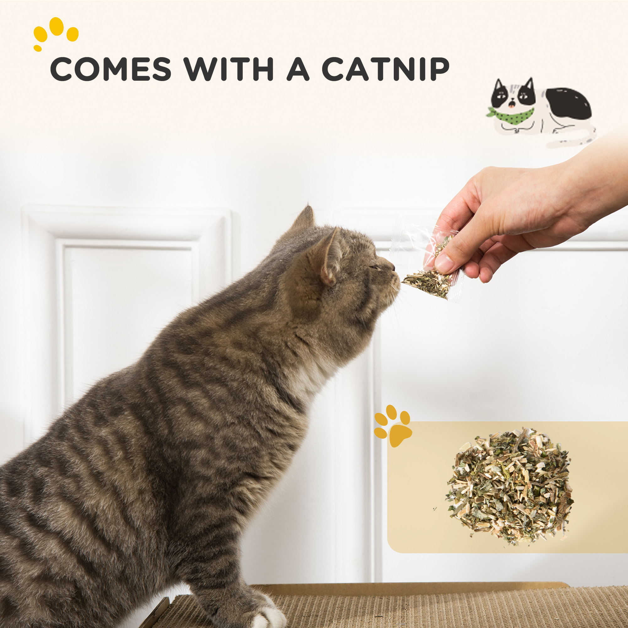 PawHut 2 in 1 Cat Scratcher, Radio Shape Cat House with Catnip, 57 x 24 ...