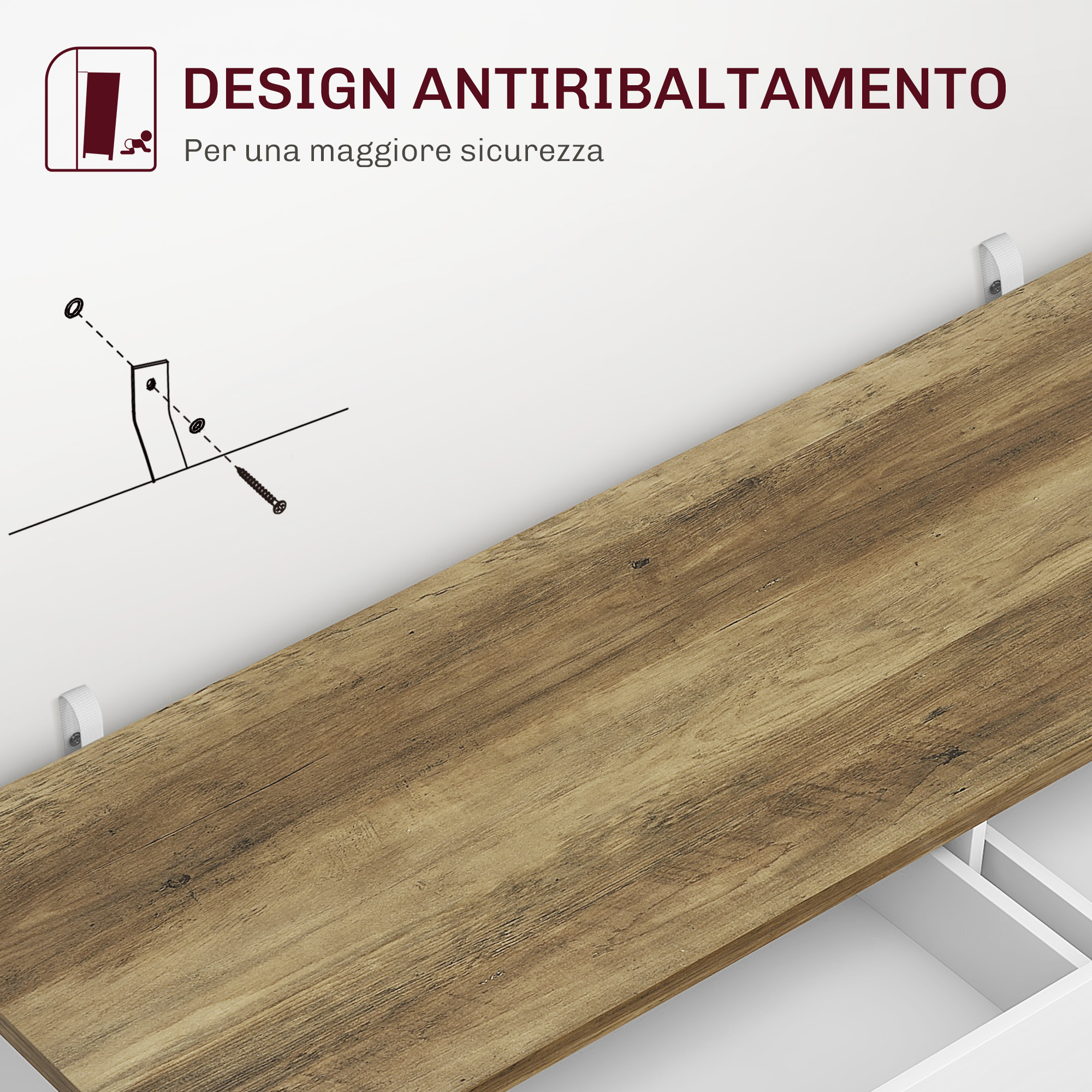 HOMCOM Credenza da Cucina con 2 Cassetti e 2 Armadietti Bianco | Aosom ...