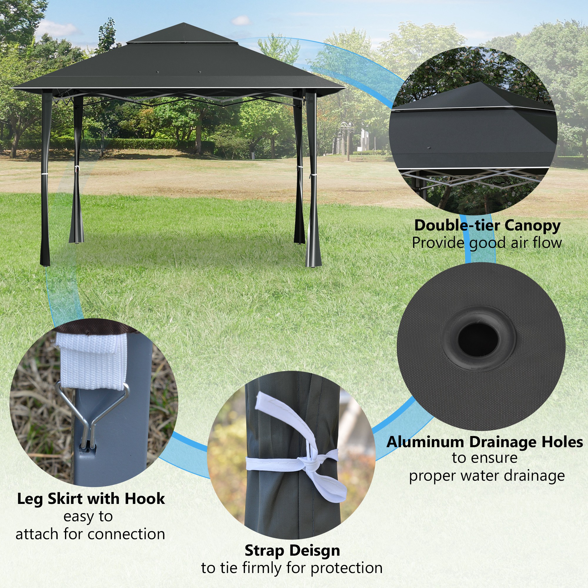 Outsunny 4 x 4m Pop-up Canopy Gazebo Tent with Roller Bag & Adjustable ...