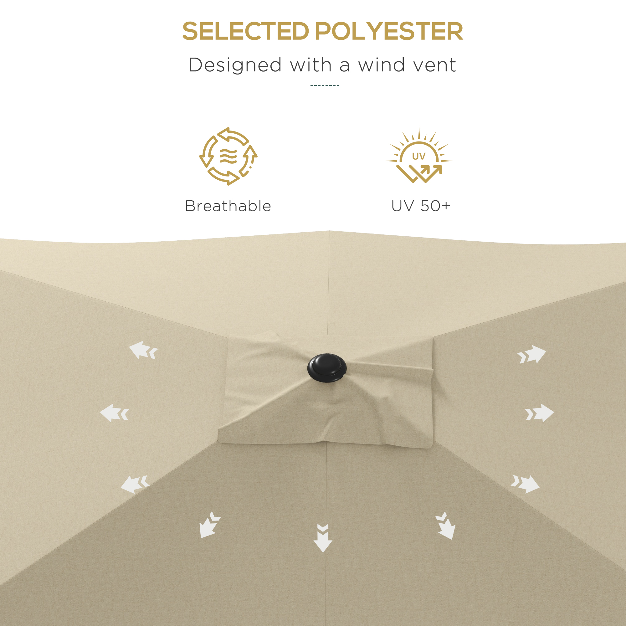 Outsunny 3 x 2 m Garden Parasol Umbrella with Aluminium Pole, UPF 50 ...