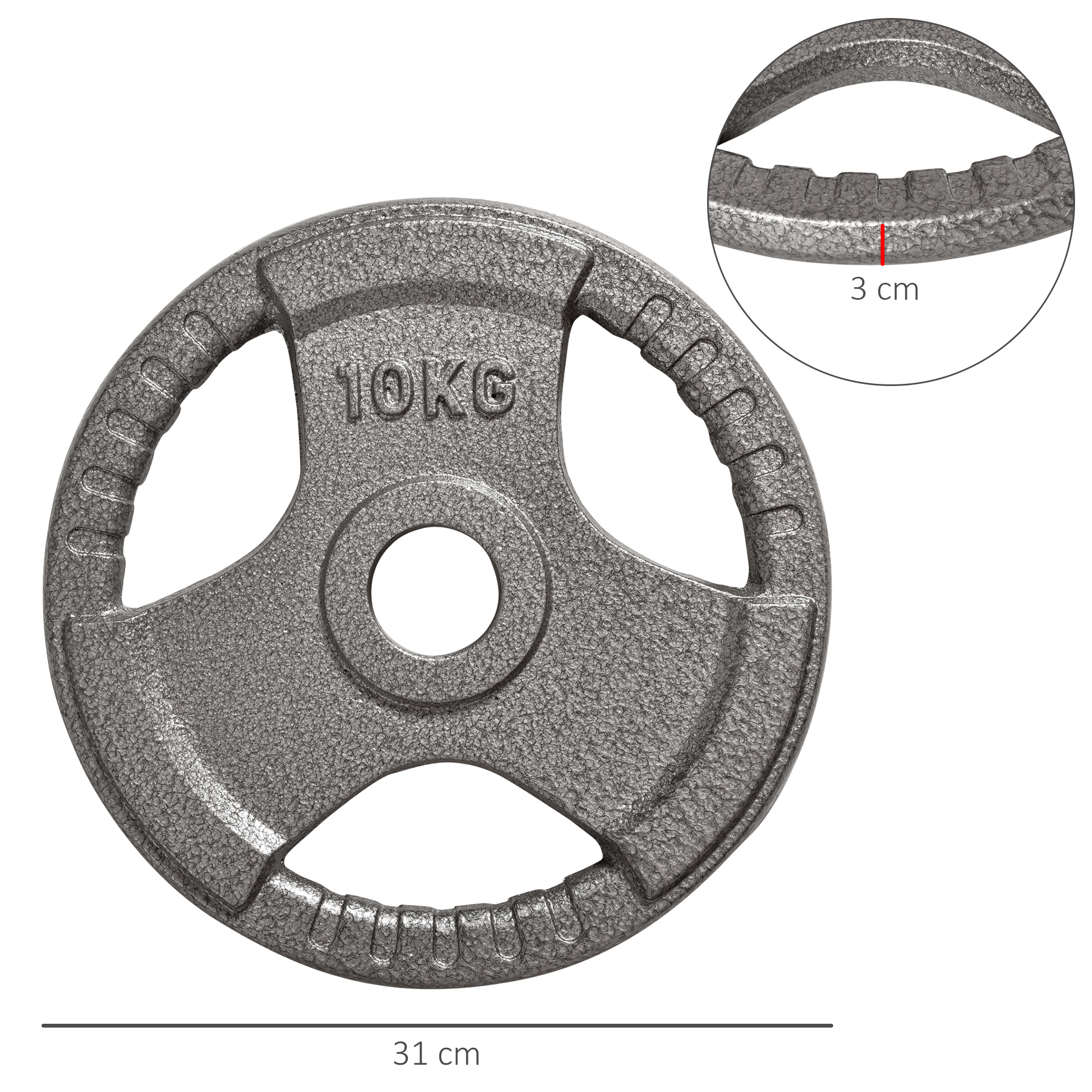 HOMCOM 2 PCS Olympic Weight Plates Grip Plate Sets for Strength and ...