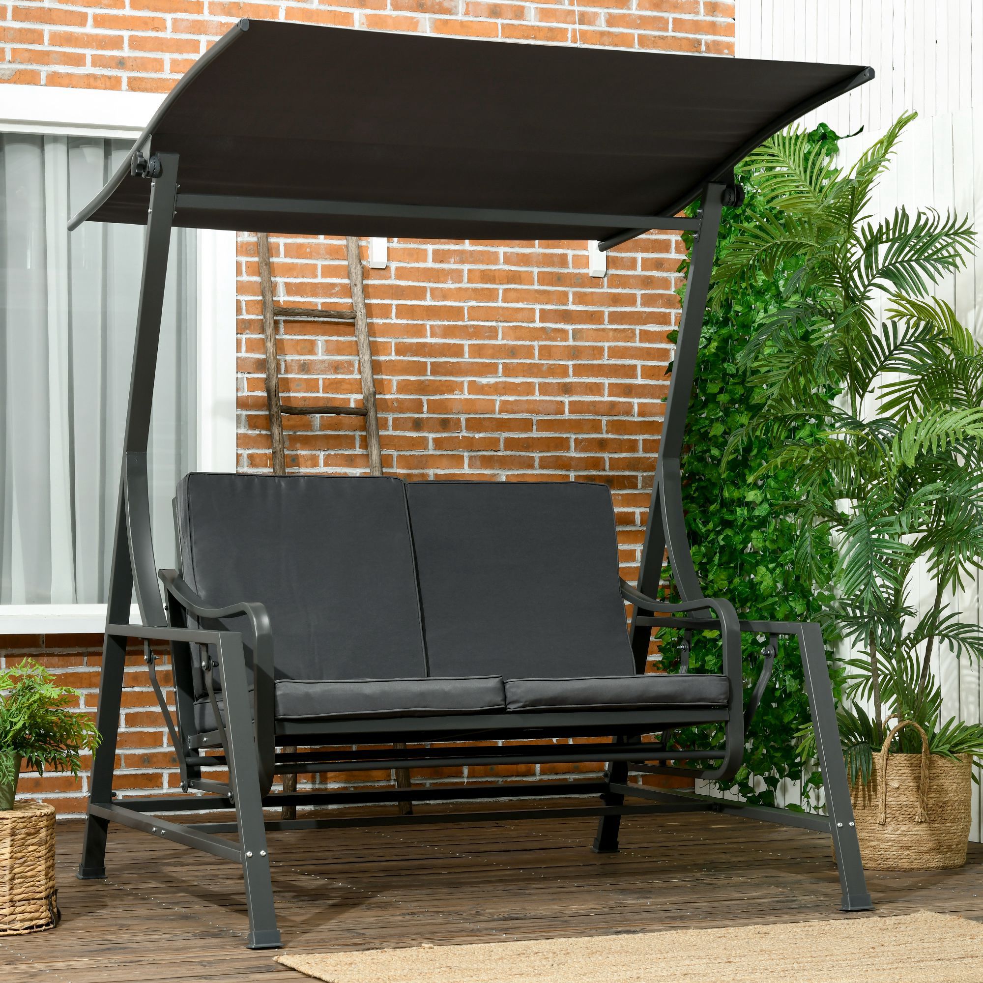 Outsunny Dondolo da Giardino 2 Posti con Tettuccio Inclinabile | Aosom ...