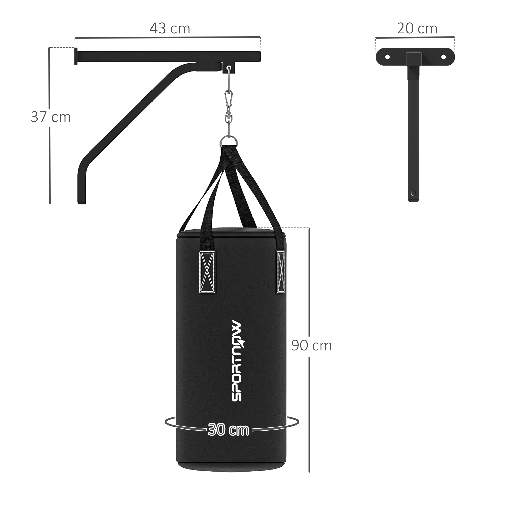 SPORTNOW Boxsack, befüllbar, mit Wandhalterung, Handschuhen und ...
