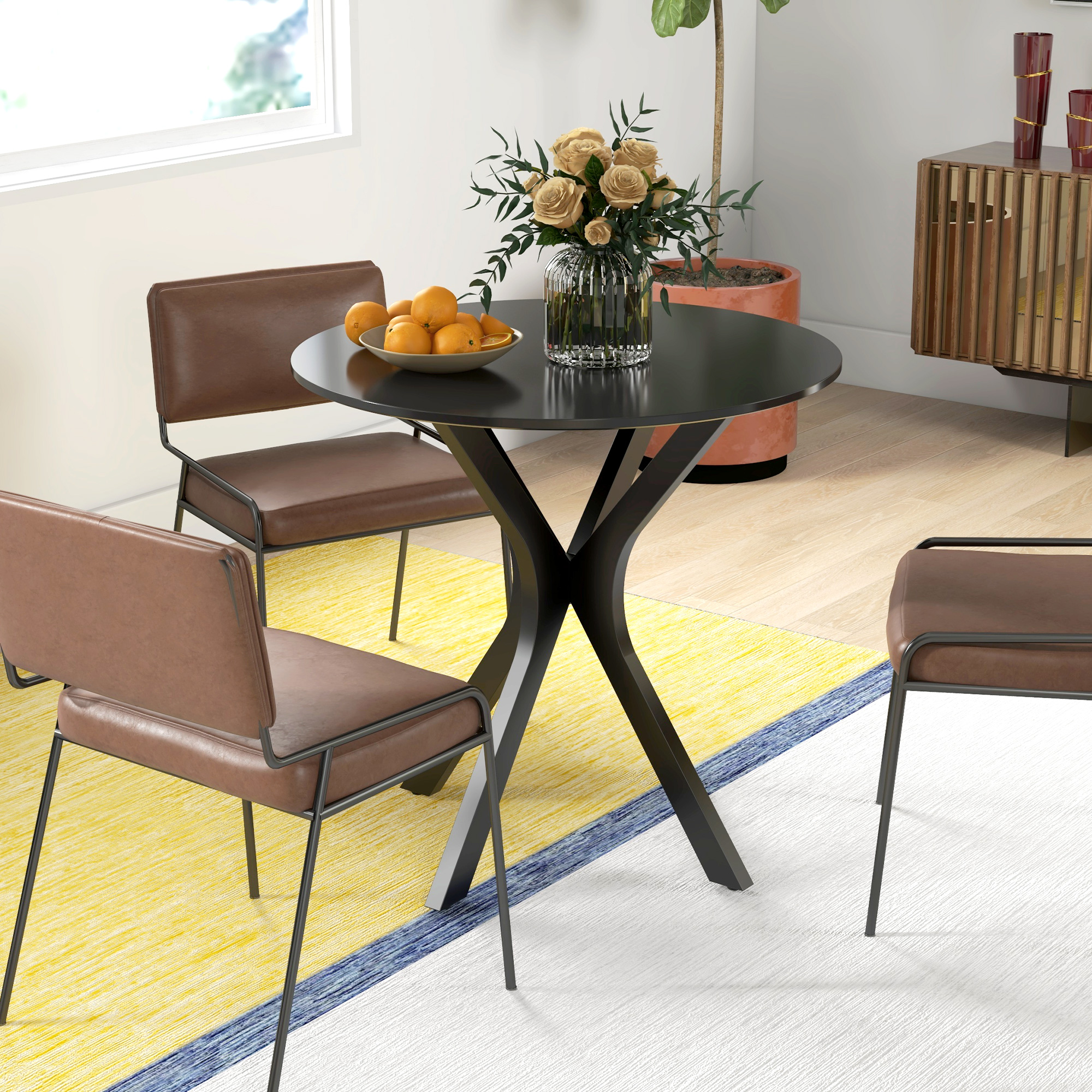 HOMCOM Esstisch Küchentisch Runder Tisch, Modernes Design, 78 cm x 78 ...