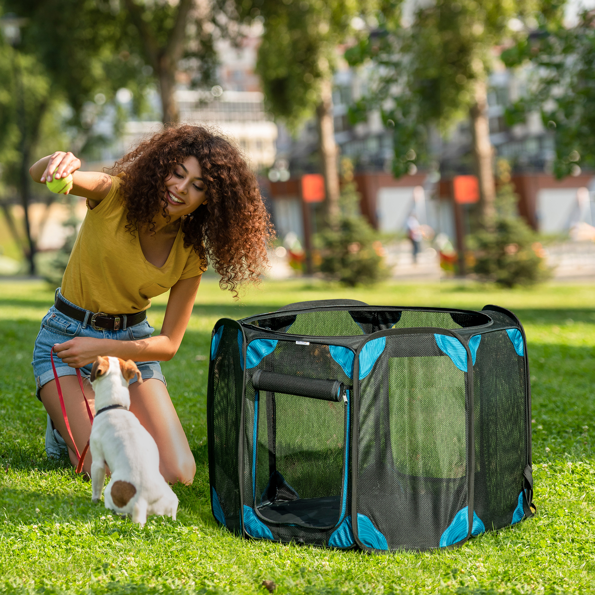PawHut Parque Plegable para Perros de 8 Paneles Parque de Juego para ...
