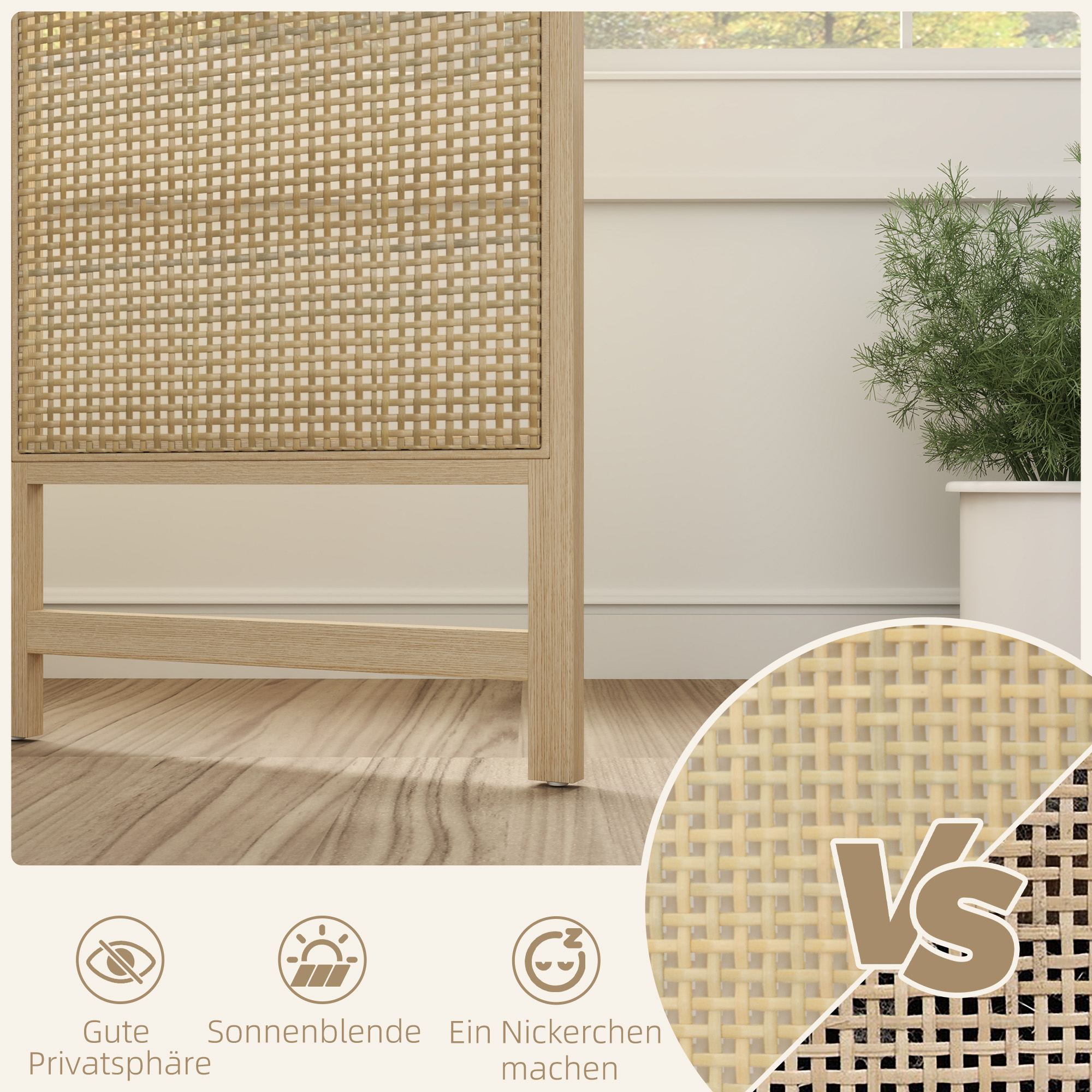 HOMCOM 3-teiliger Raumteiler, 180 cm faltbarer Wandschirm ...