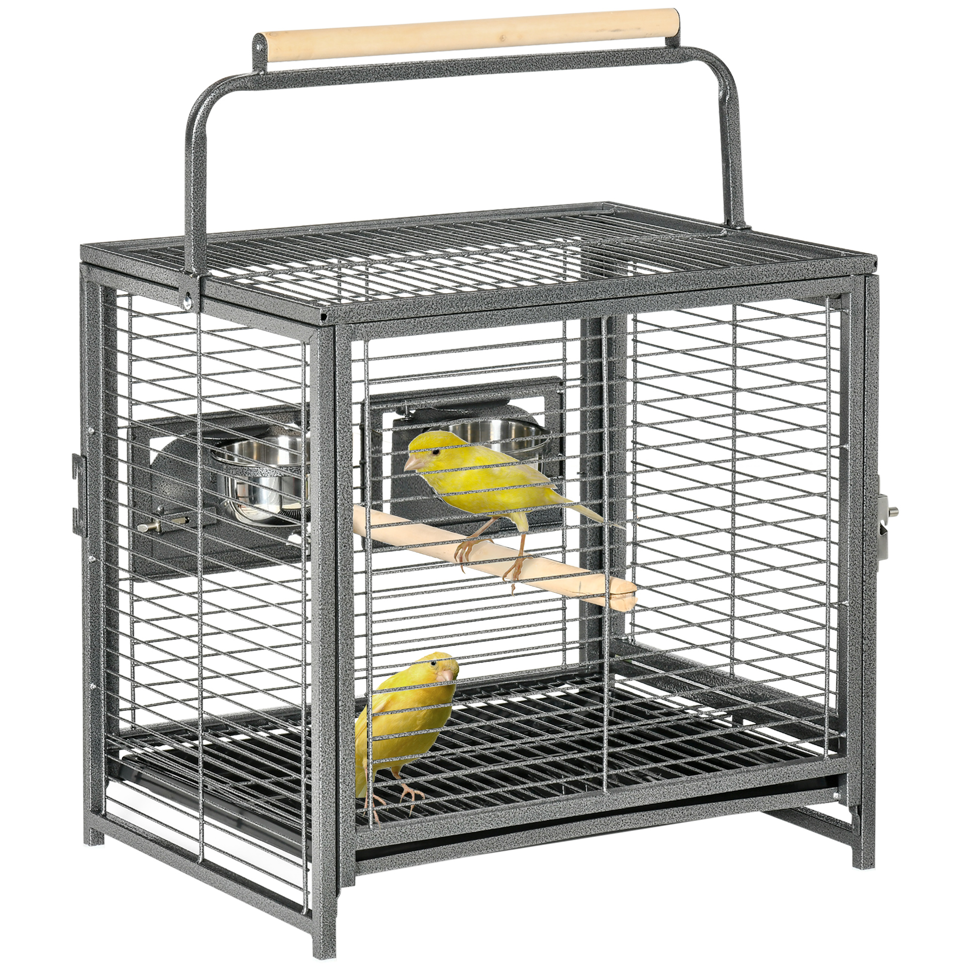 PawHut Jaula para Pájaros Portador de Aves Portátil con 2 Perchas de ...