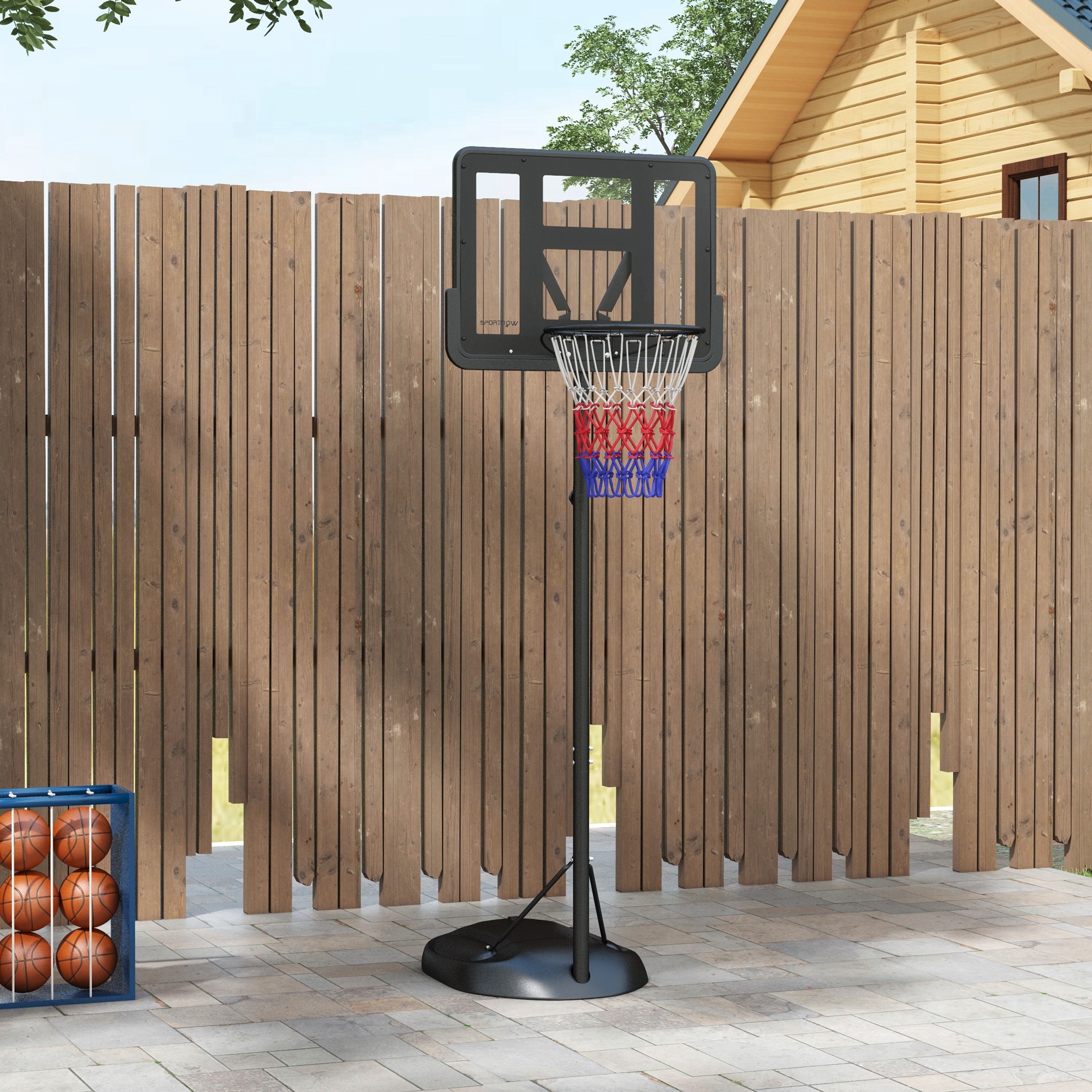 SPORTNOW Canasta de Baloncesto para Exterior con Altura Ajustable 216 ...