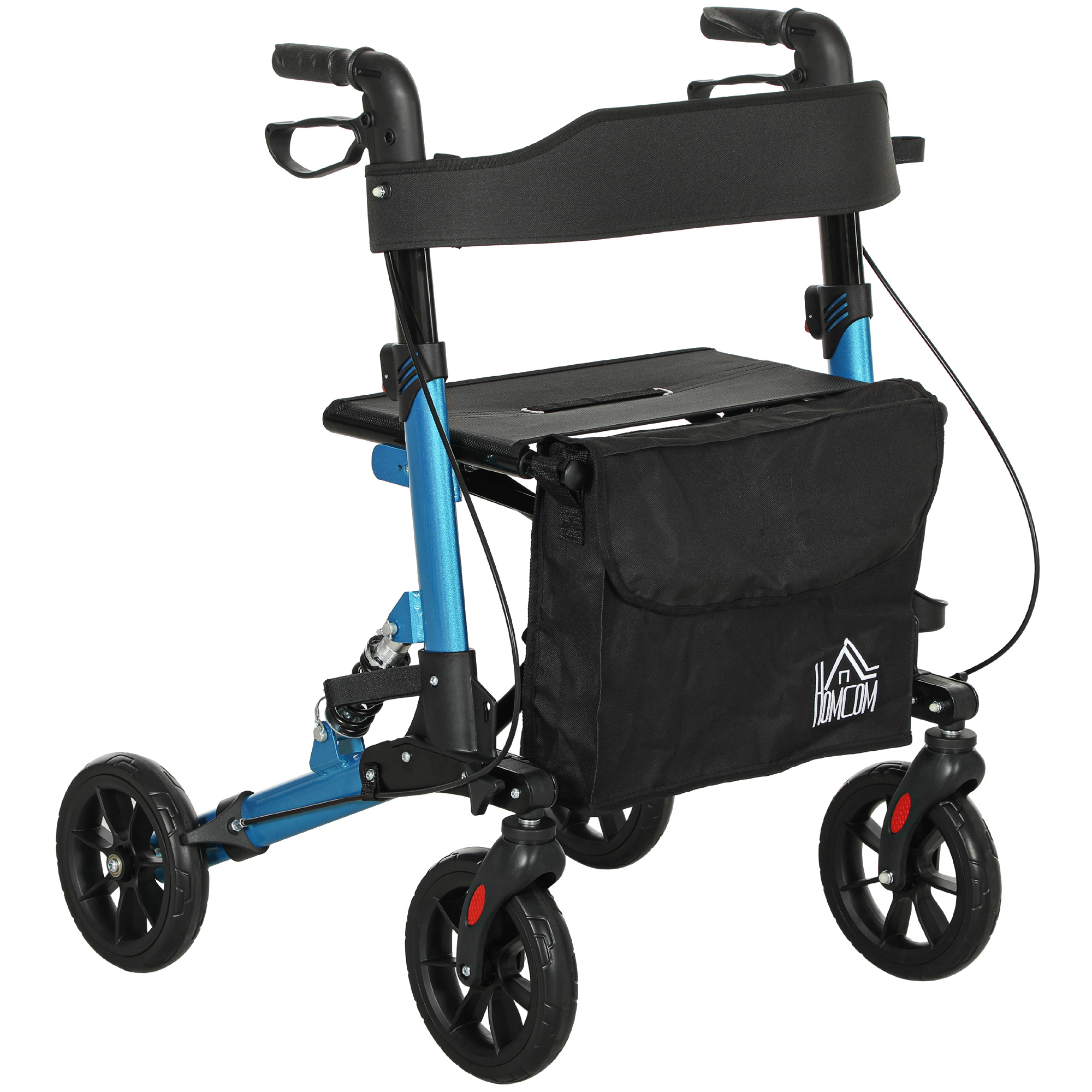 HOMCOM Folding Rollator Walker with Seat, Backrest, Lightweight Walking ...