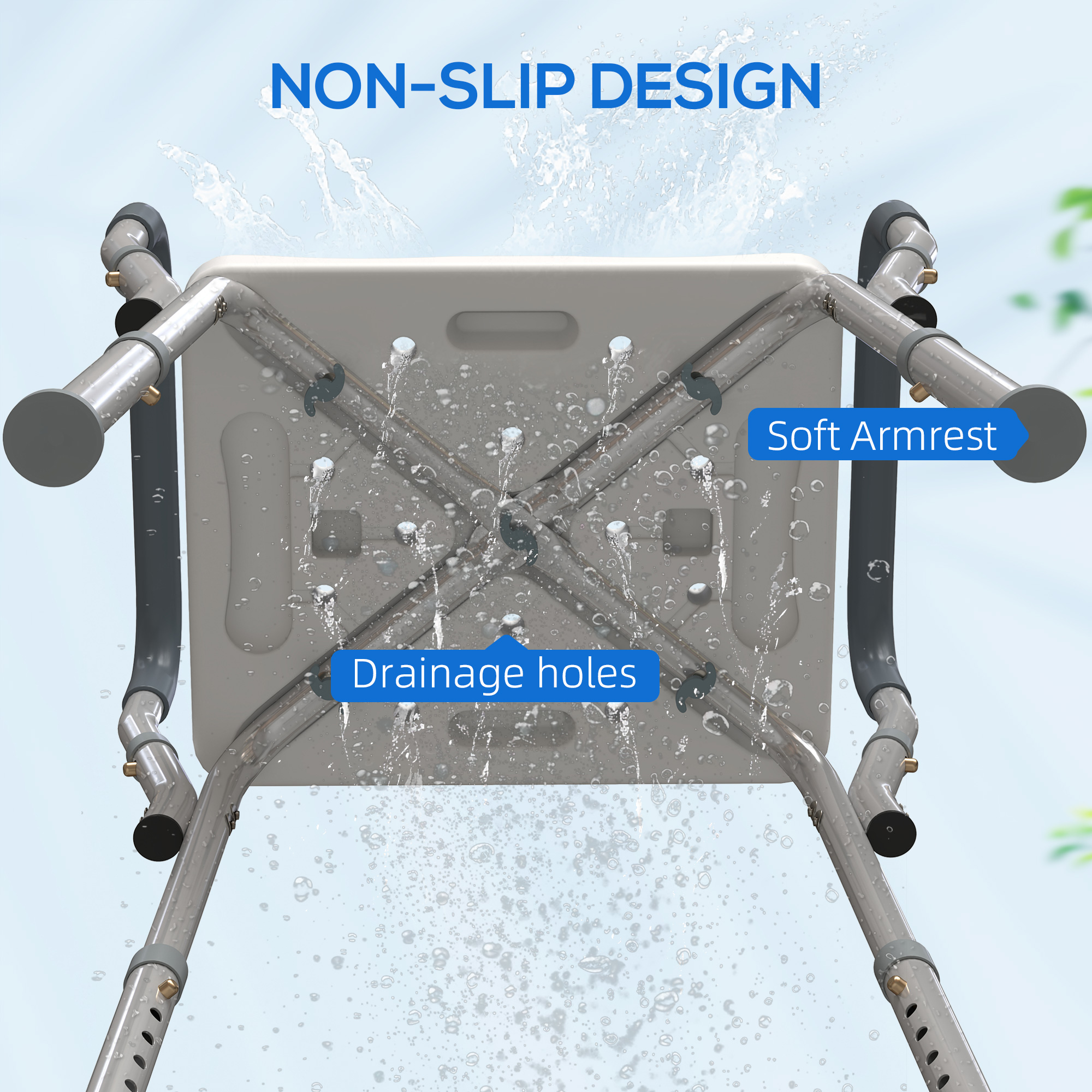 HOMCOM Portable Shower Stool, Non-Slip Shower Chair with Adjustable ...
