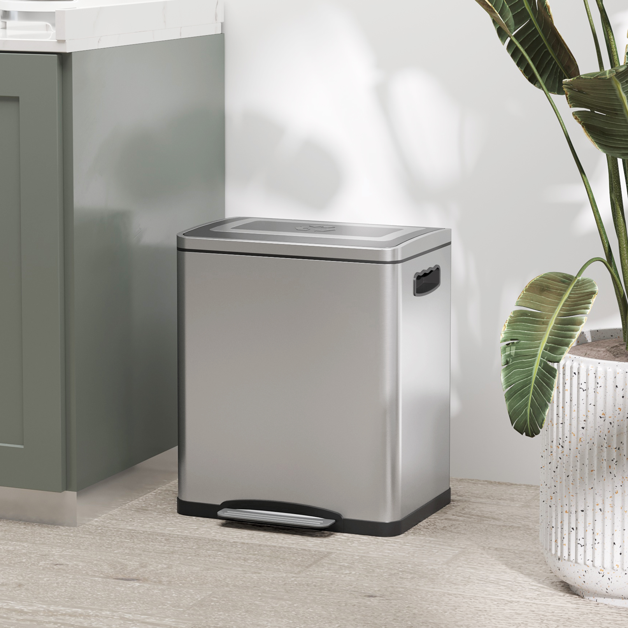 HOMCOM Bidone Immondizia a 2 Sezioni da 15L 40x34.8x47.5 cm | Aosom Italy