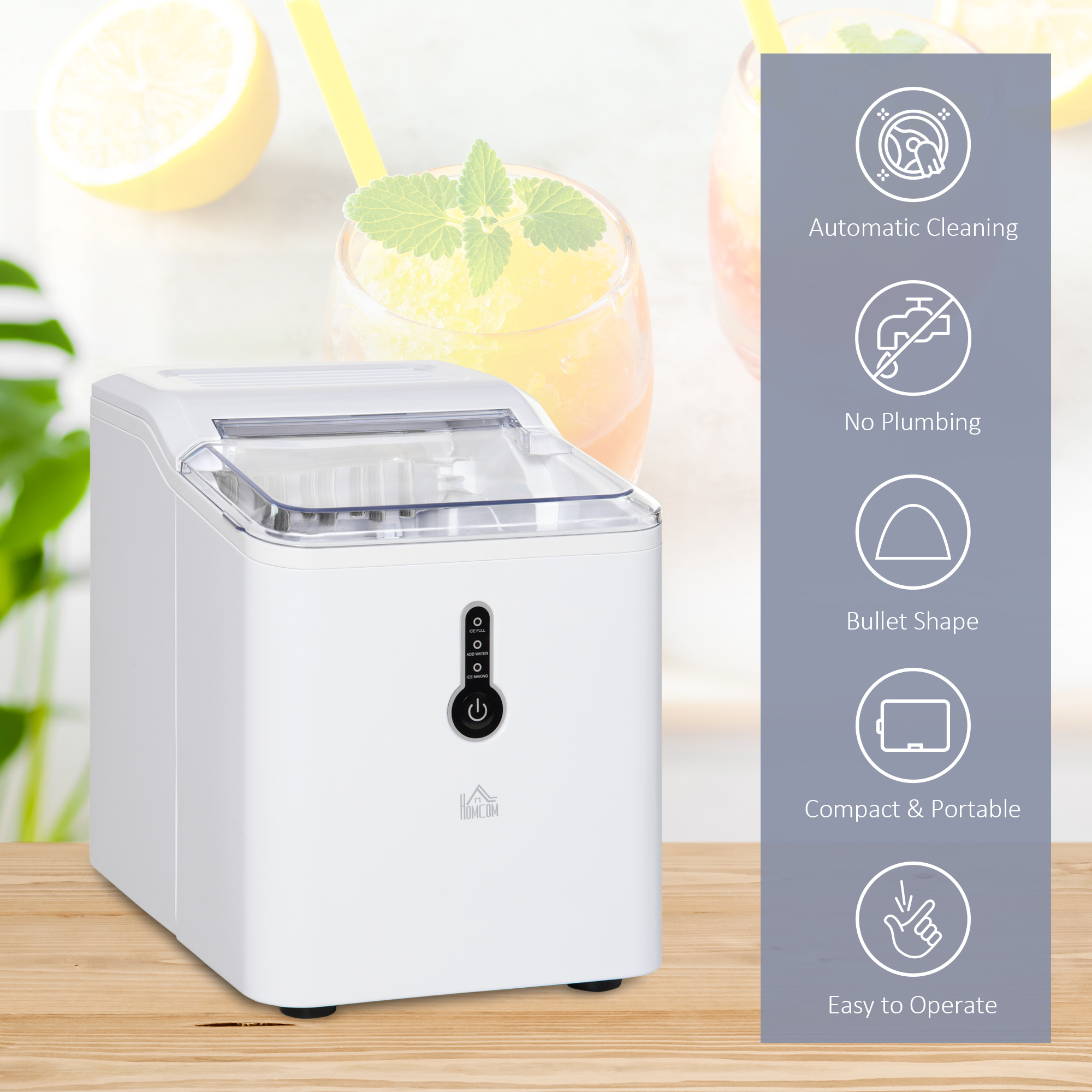 HOMCOM Ice Maker Machine Drink Equipment for Home Kitchen Office Dining ...