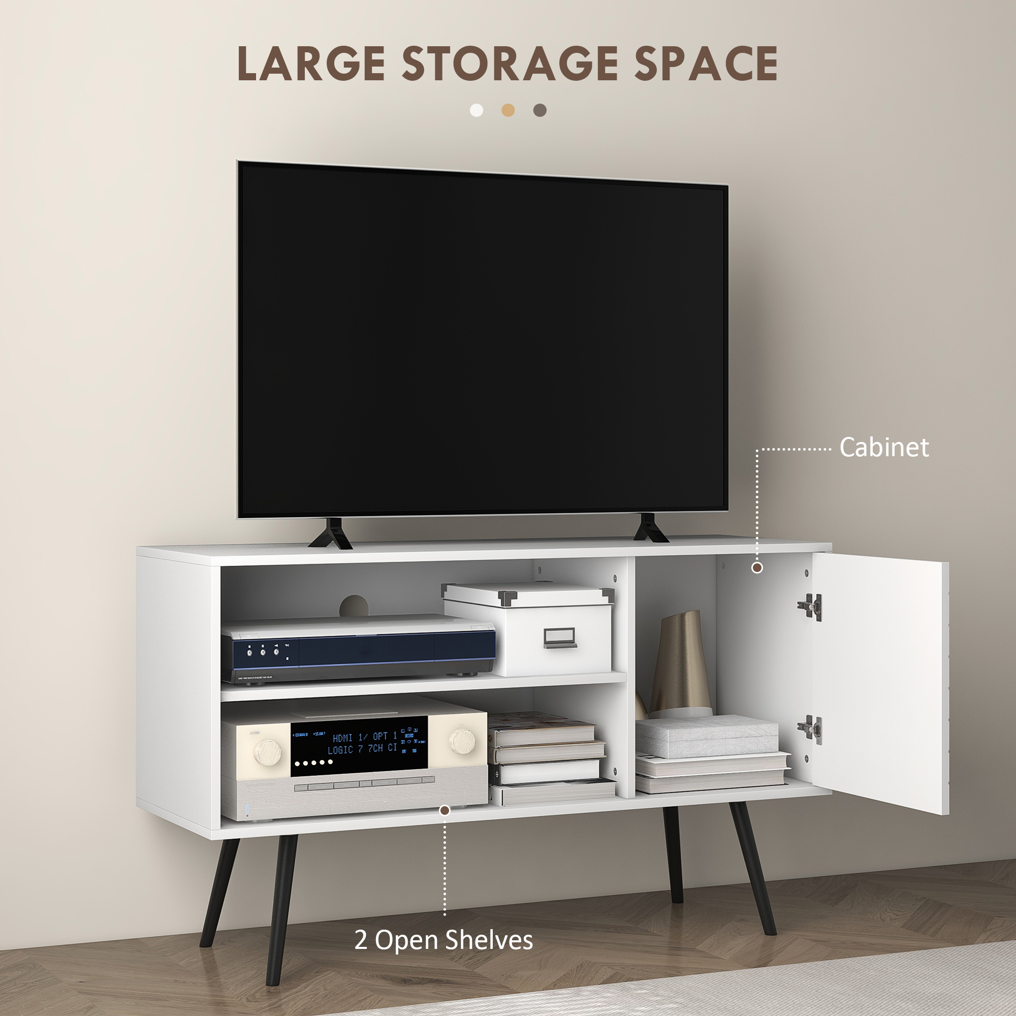 HOMCOM TV Stand Cabinet for 50 Inch TVs, TV Unit with Open Shelves ...