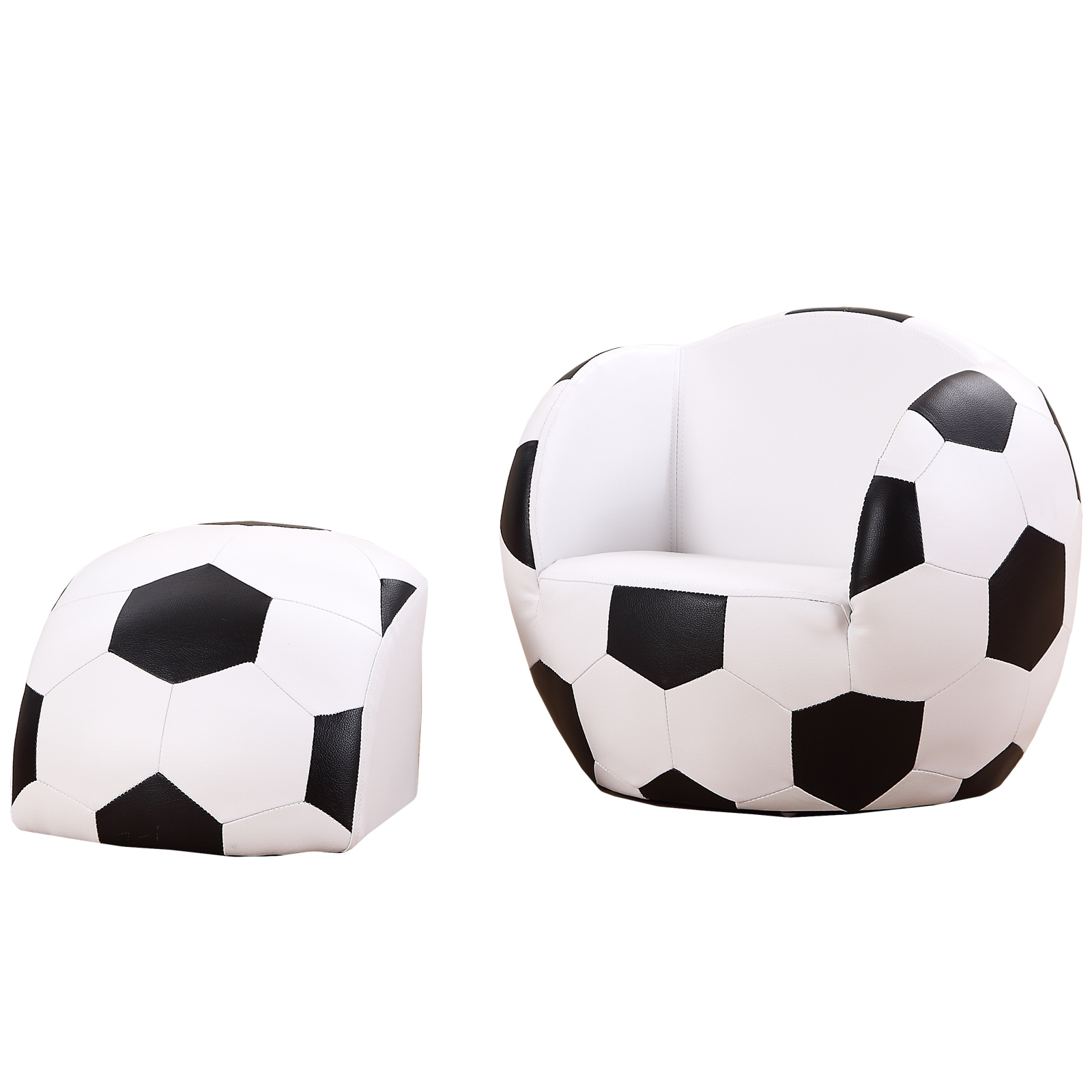 HOMCOM Childrens Football Chair Set Armchair Sofa and Stool sport theme ...
