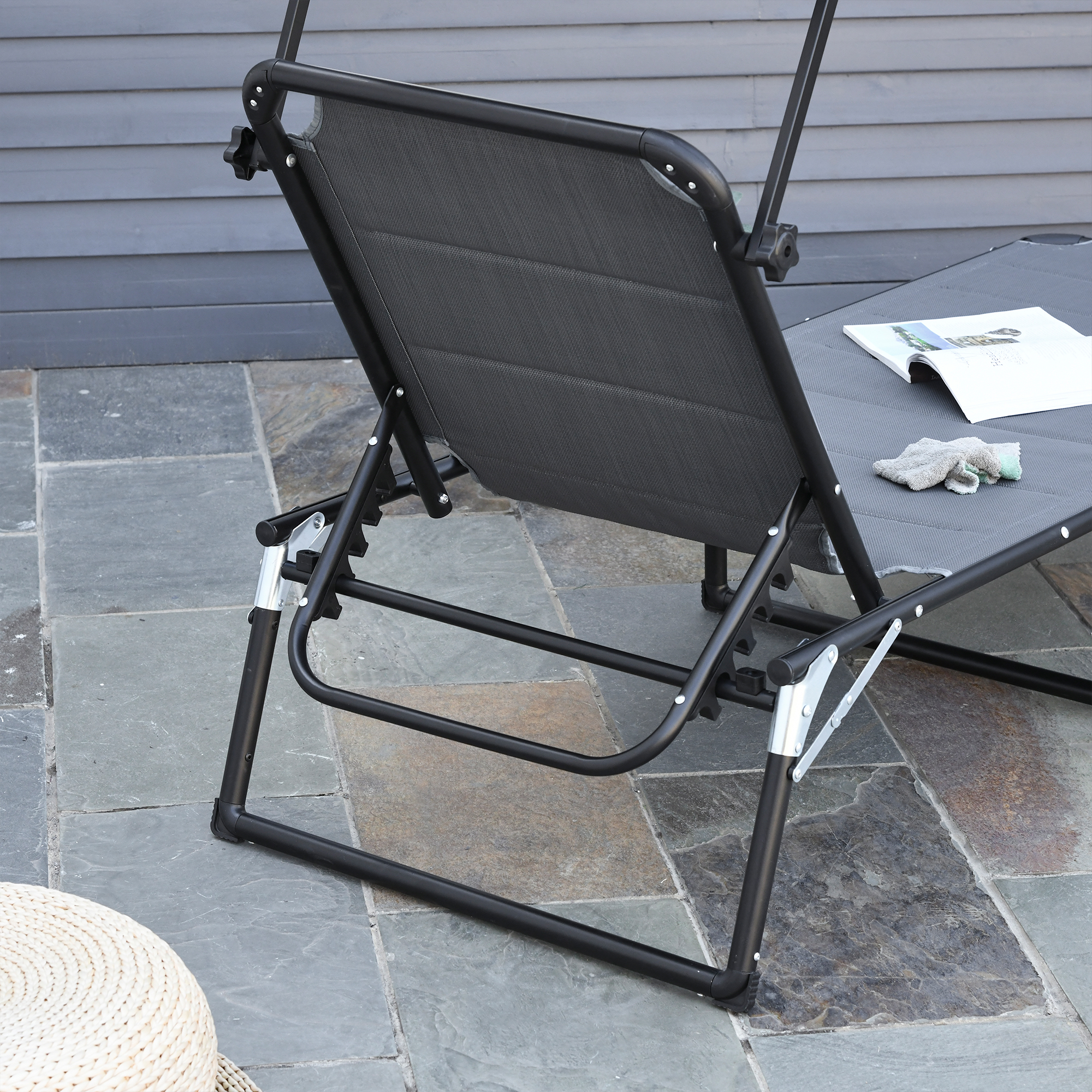 Outsunny Chaise longue transat fauteuil relax pliable dossier ...