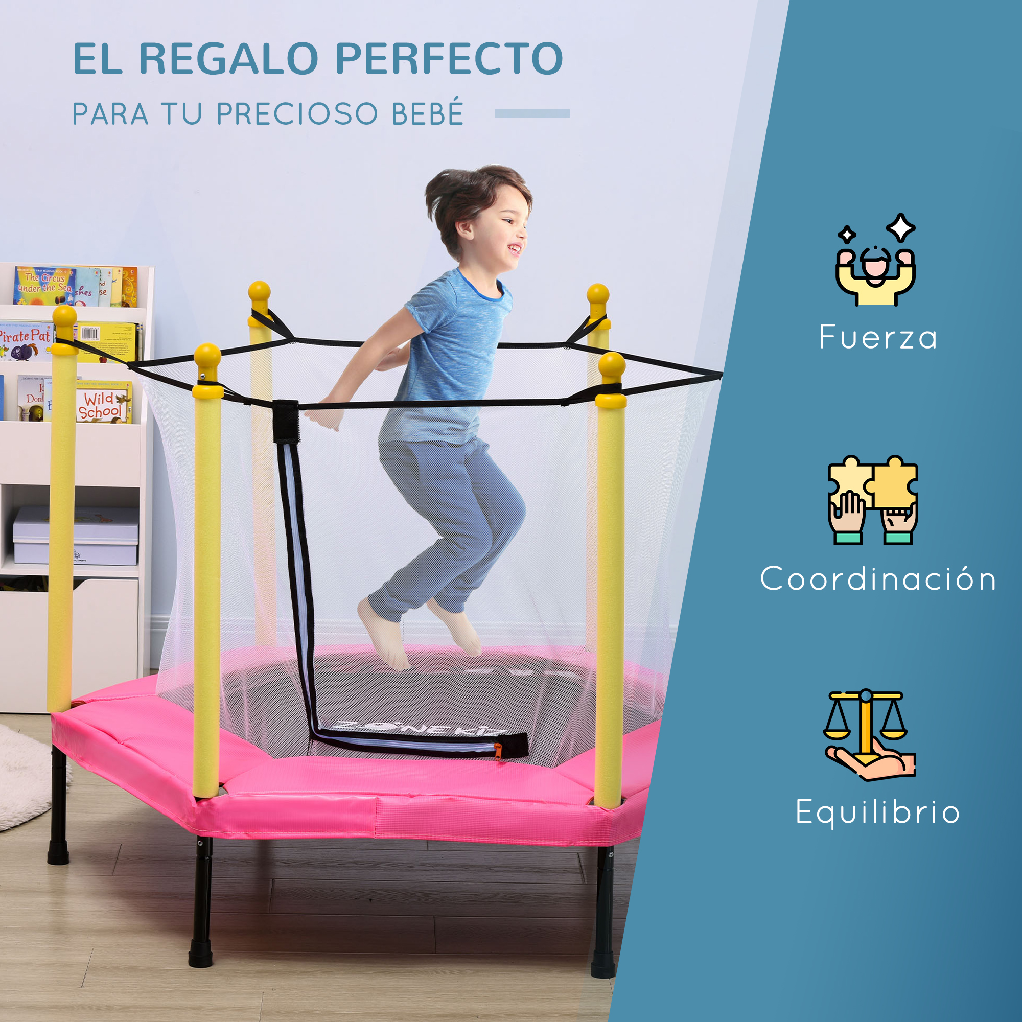 ZONEKIZ Cama El stica Para Ni os De 3 6 A os 95x85 Cm Con Red De