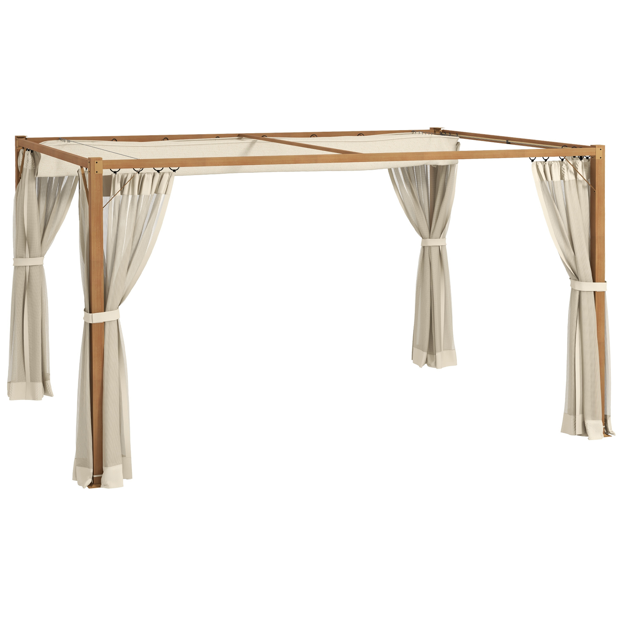 Outsunny Pérgola de Jardín 4x3 m con Techo Retráctil Mosquiteras ...