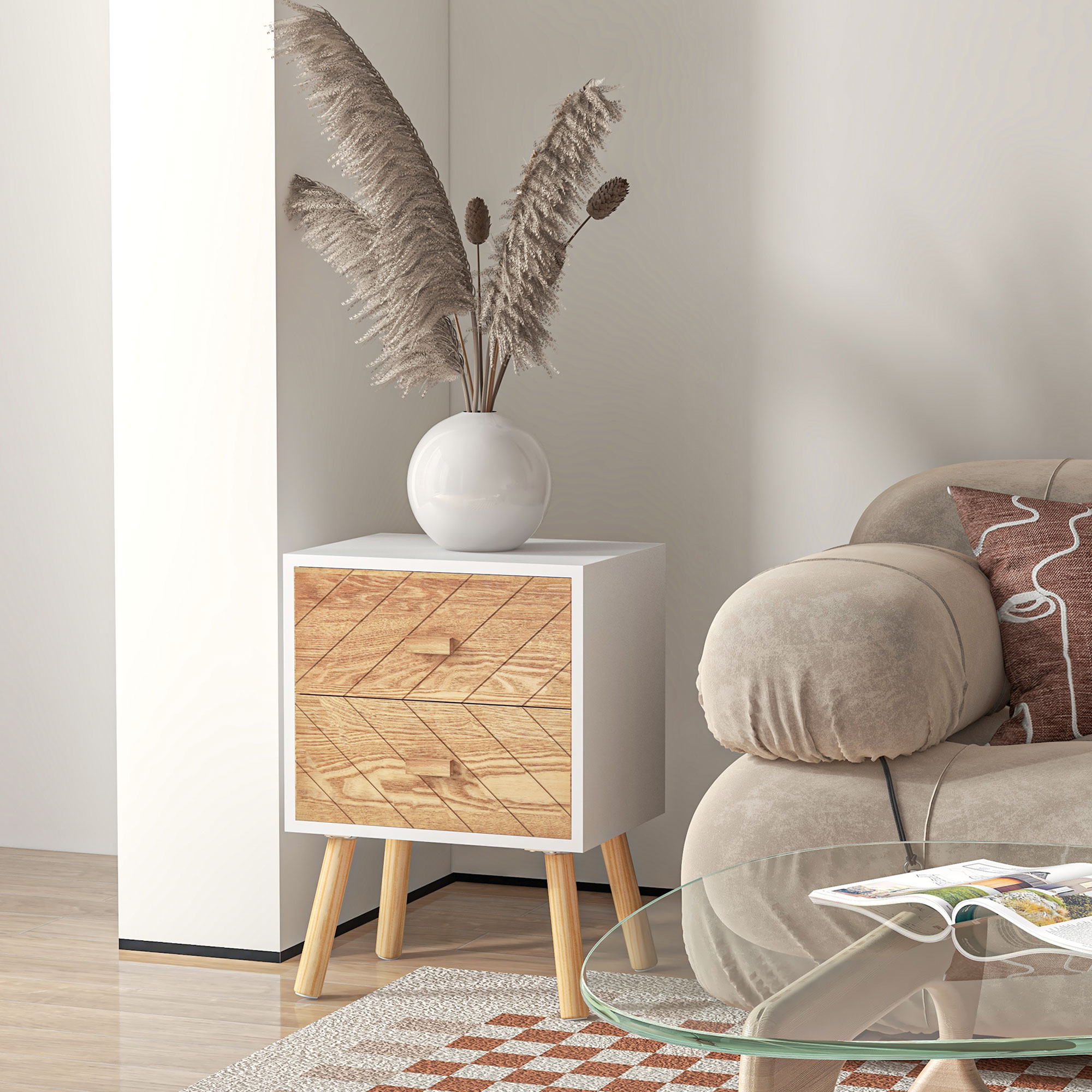 HOMCOM Chevet Table de Nuit Design scandinave 40L x 30l x 56H cm ...