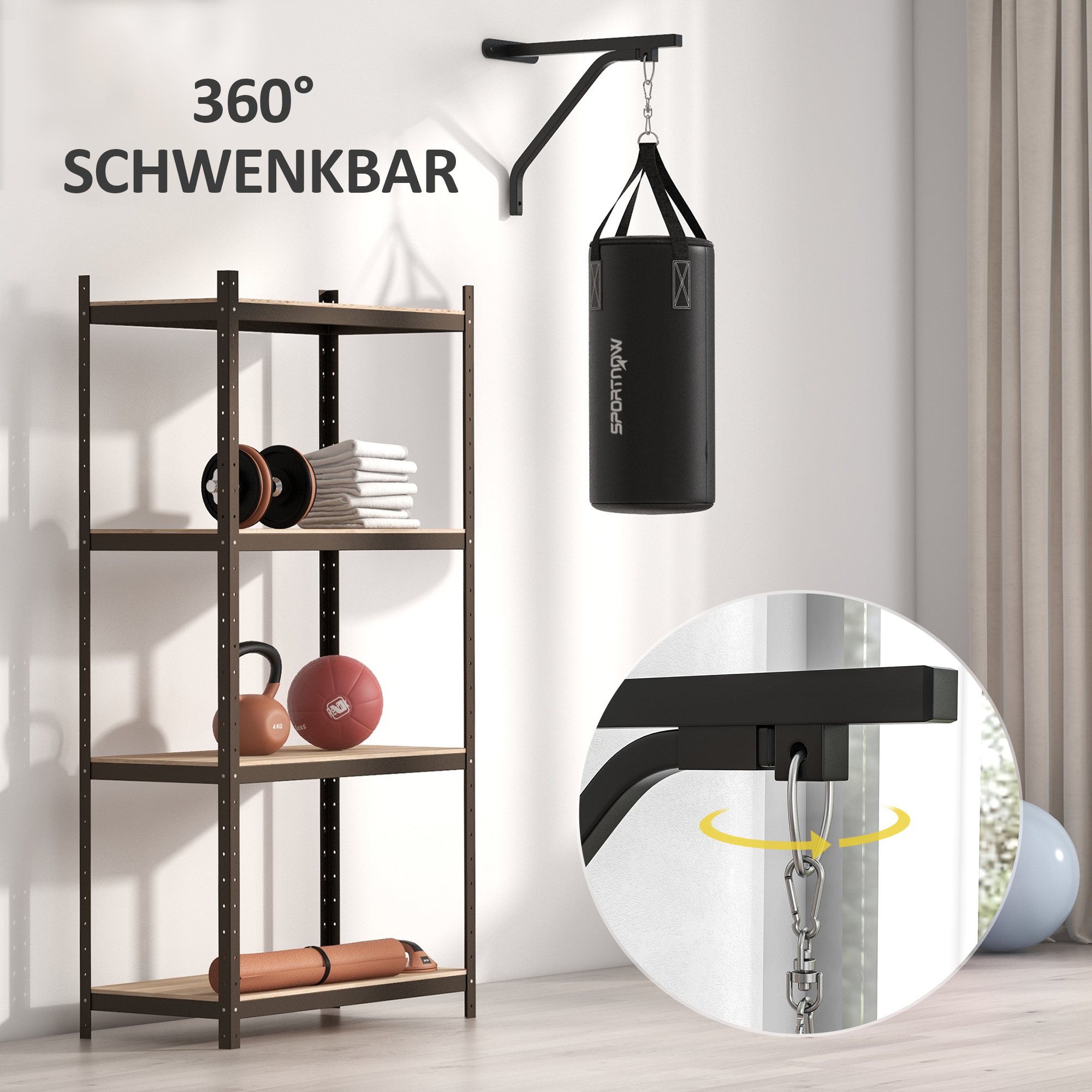 SPORTNOW Boxsack, befüllbar, mit Wandhalterung, Handschuhen und ...