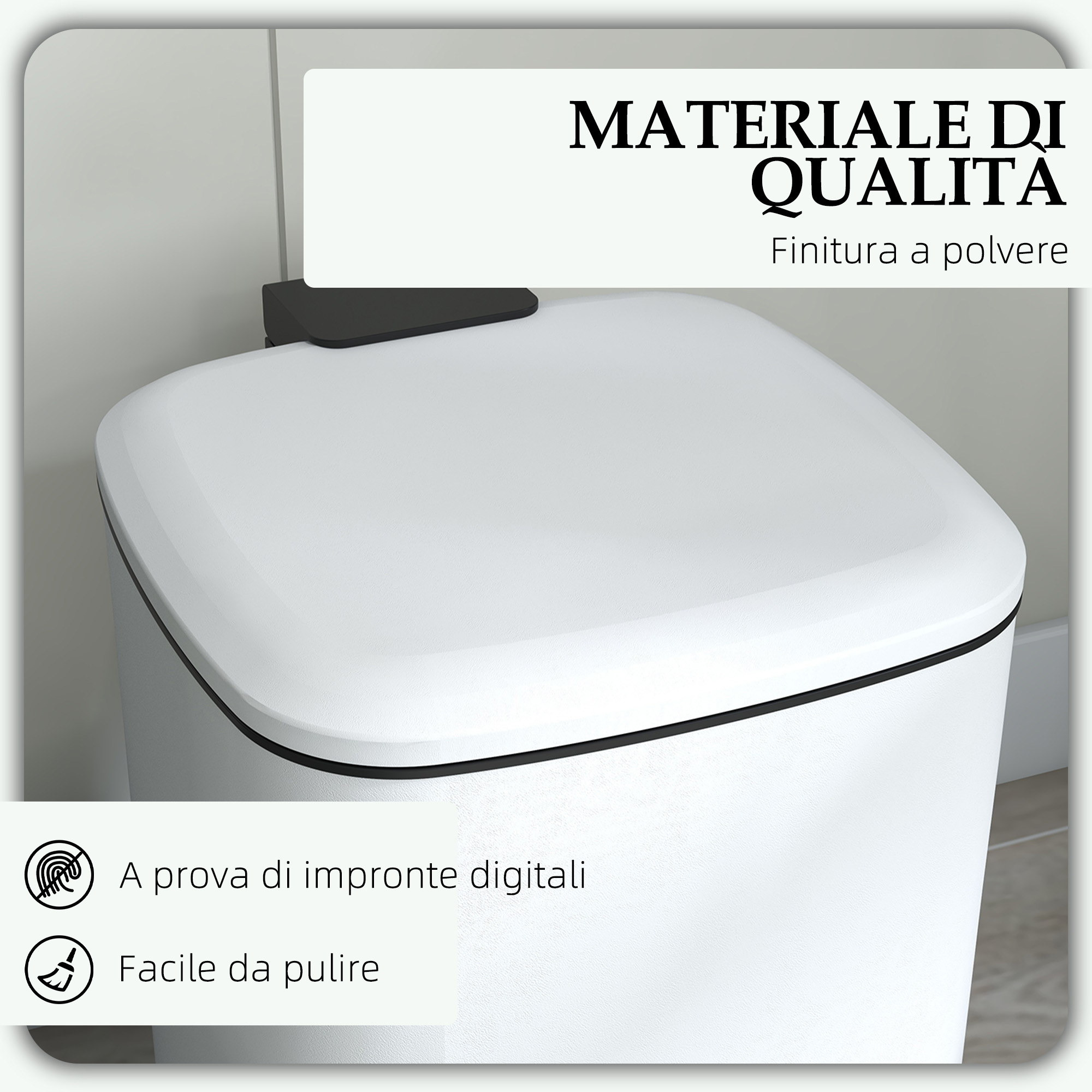 HOMCOM Bidone Immondizia da 12L Silenzioso 24.5x32x34.5 cm Bianco ...