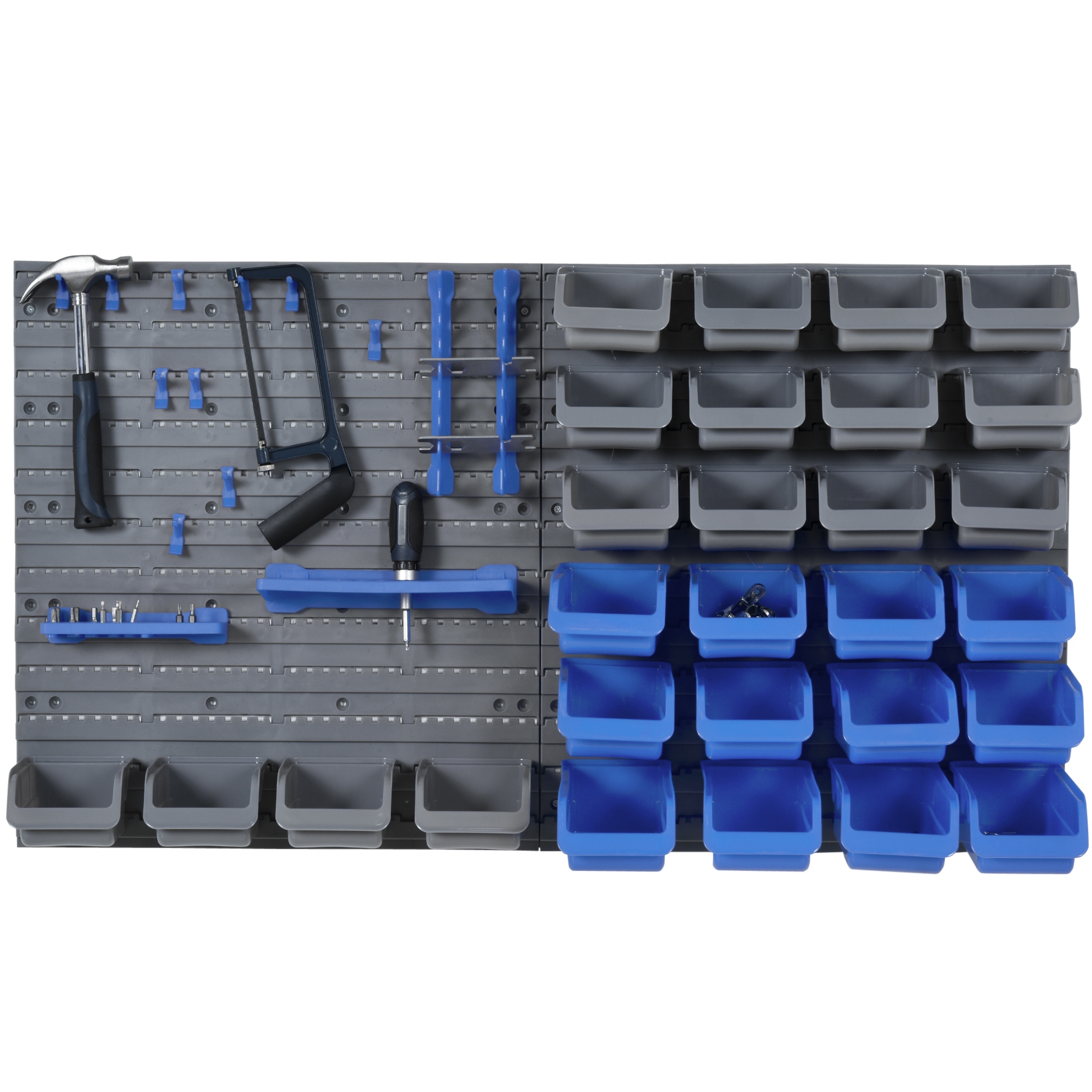 DURHAND 44 Piece Wall Mounted Tool Rack Organiser Storage Bins and ...