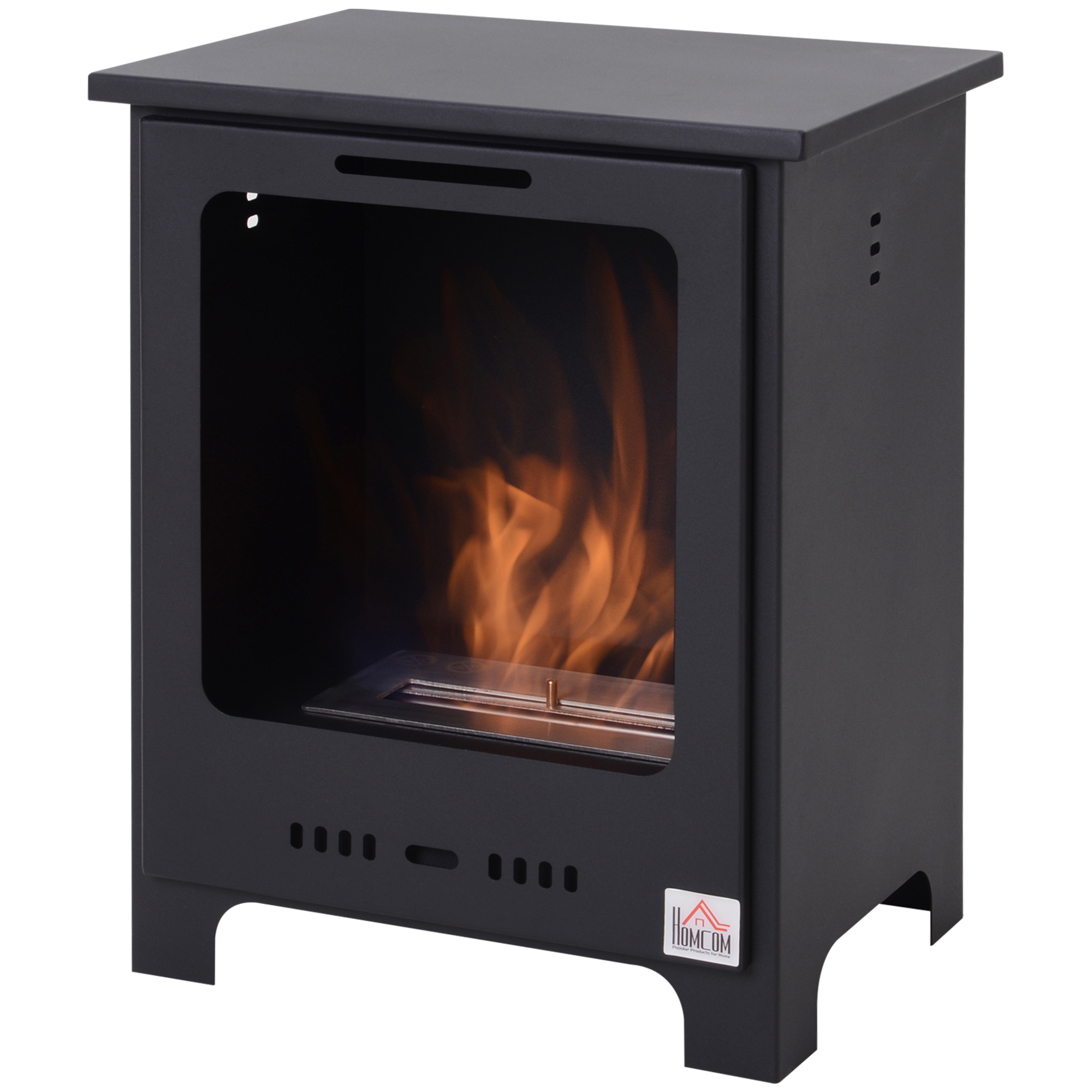 HOMCOM Bioethanol Fireplace Freestanding Indoor, Black | Aosom UK