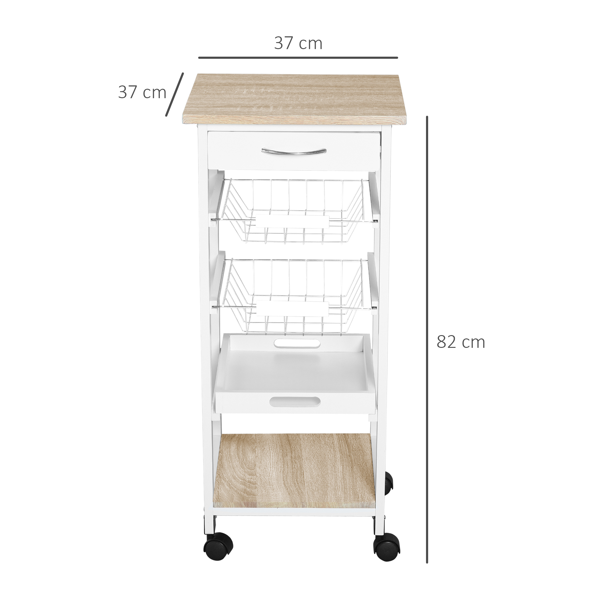 HOMCOM MDF Wood 5-Tier Kitchen Storage Trolley White | Aosom UK