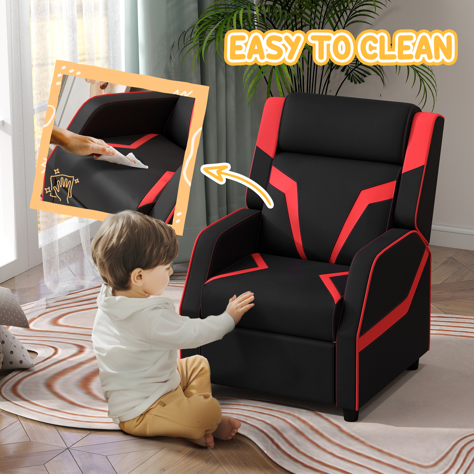 AIYAPLAY 2 in 1 Kids Chair Recliner with Backrest, Armrest, Footrest ...