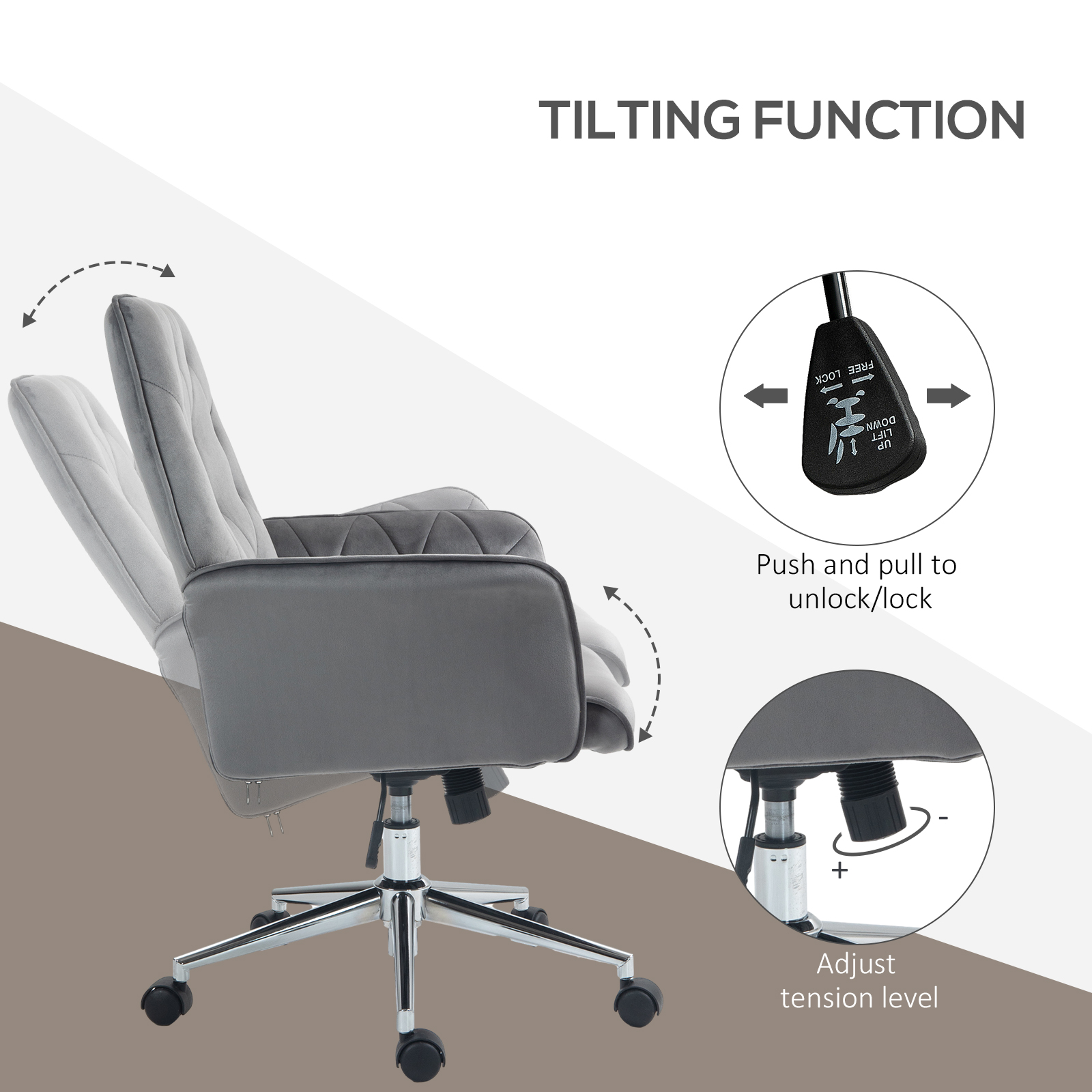 Vinsetto Linen Computer Chair with Armrest, Modern Swivel Chair with ...