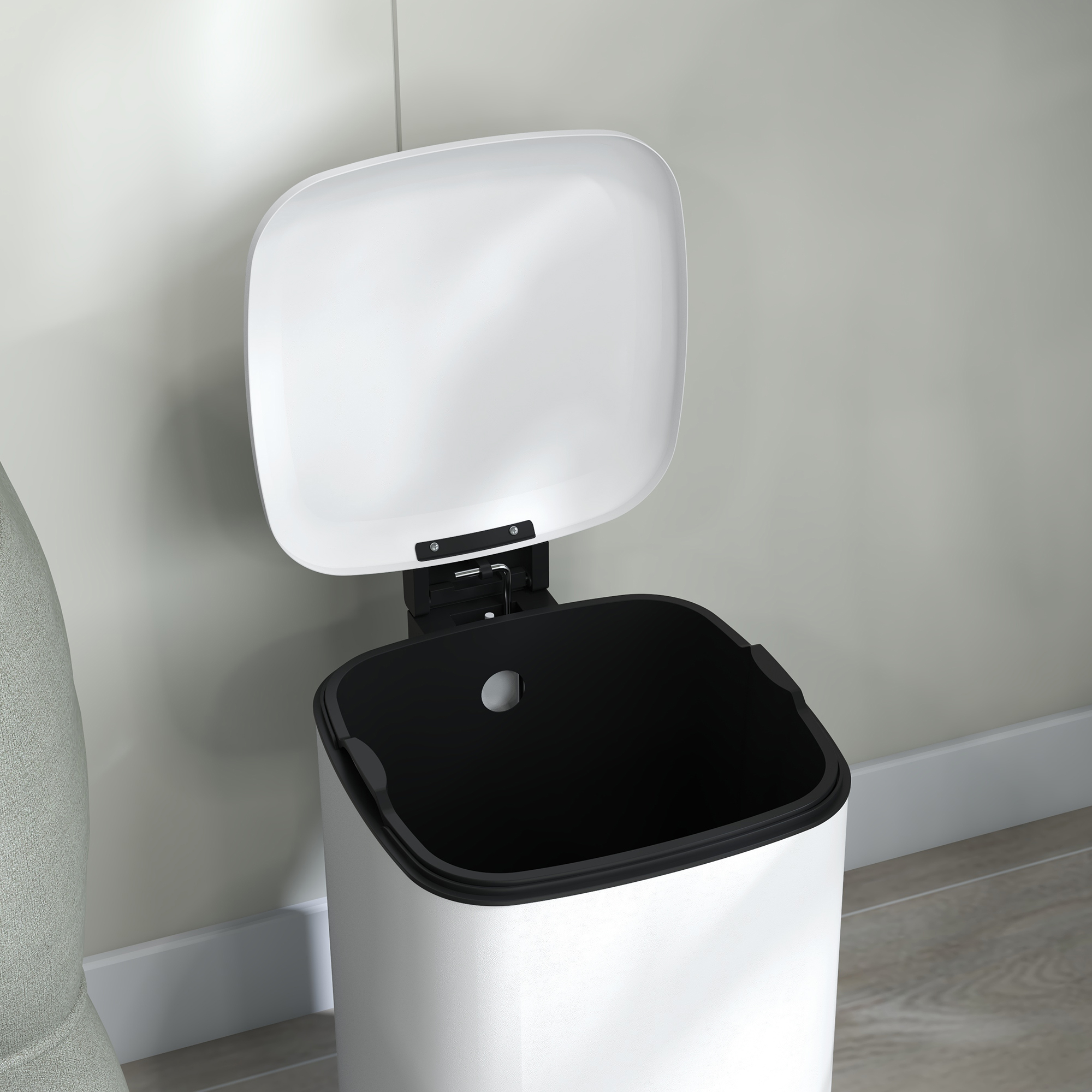HOMCOM Bidone Immondizia da 12L Silenzioso 24.5x32x34.5 cm Bianco ...