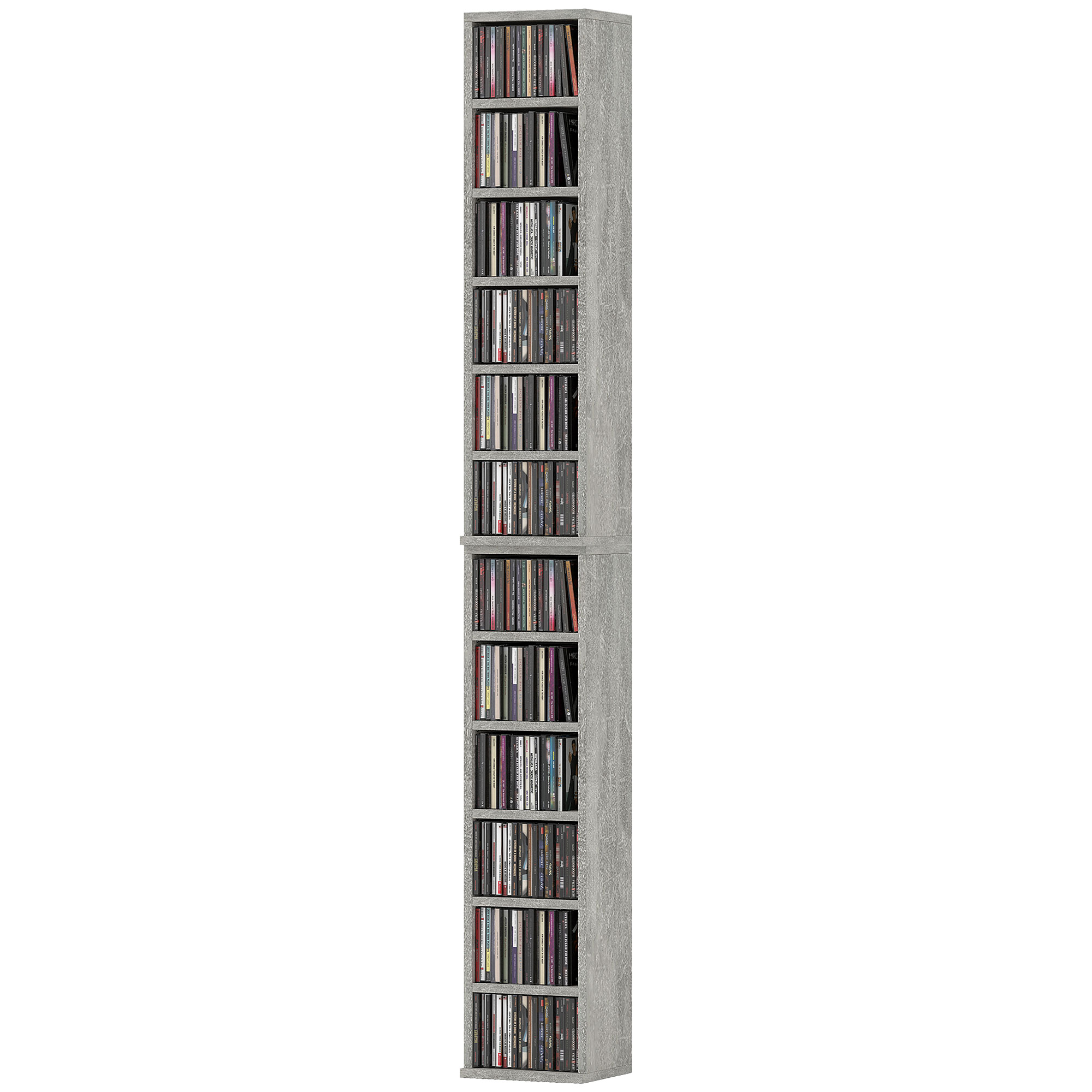 HOMCOM Set of Two 102 CD Storage Units - Cement Grey | Aosom UK