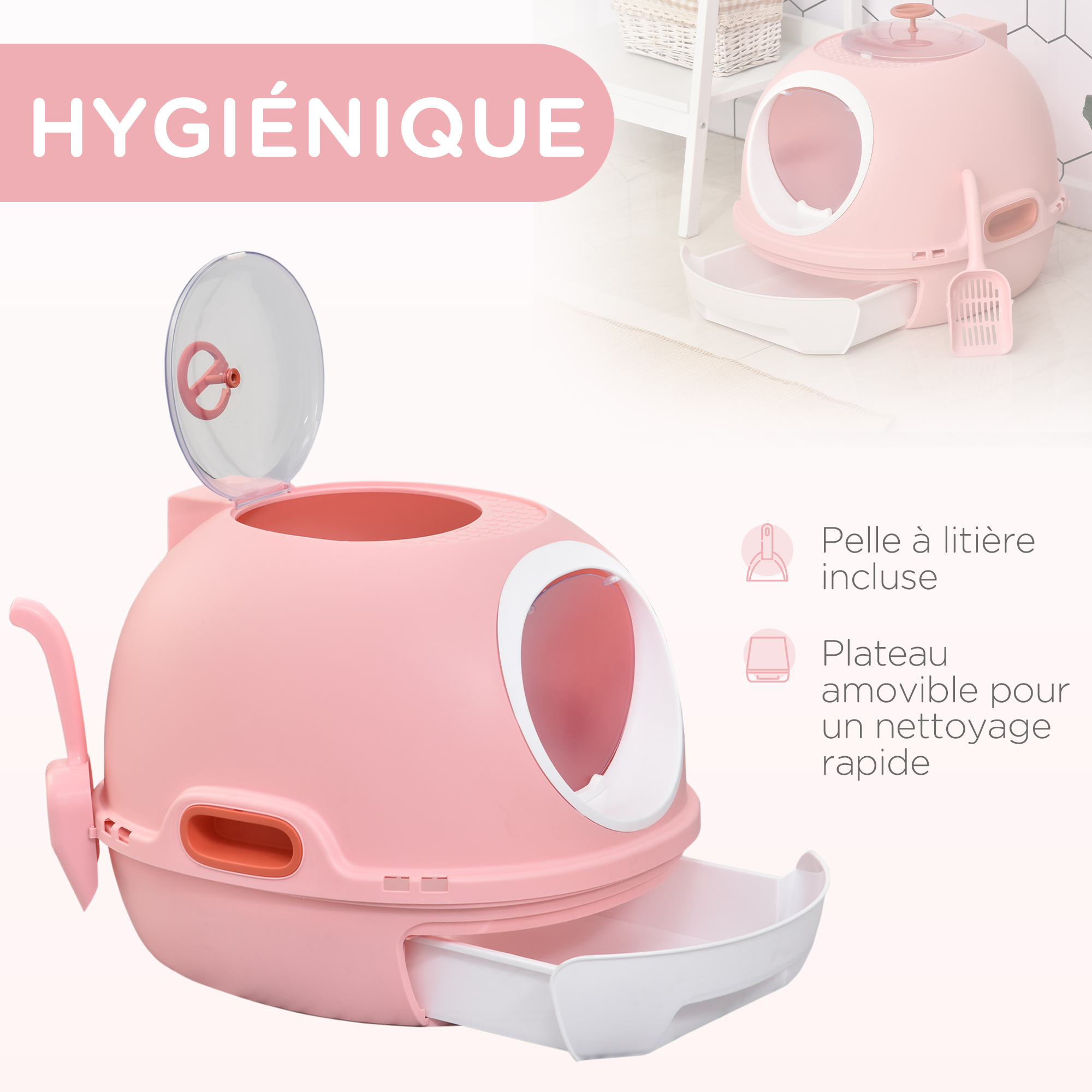 Pawhut Maison de Toilette Portable pour Chat Tiroir à Litière ...