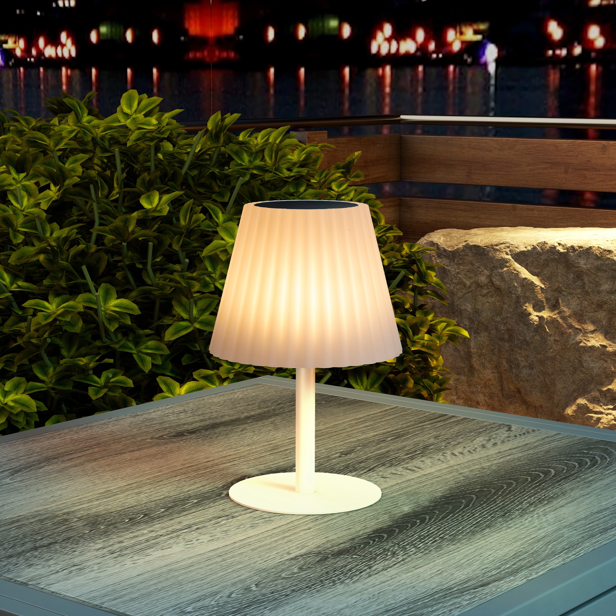 Outsunny Outdoor Solar Table Lamp, Cordless LED Desk Lamp with ...