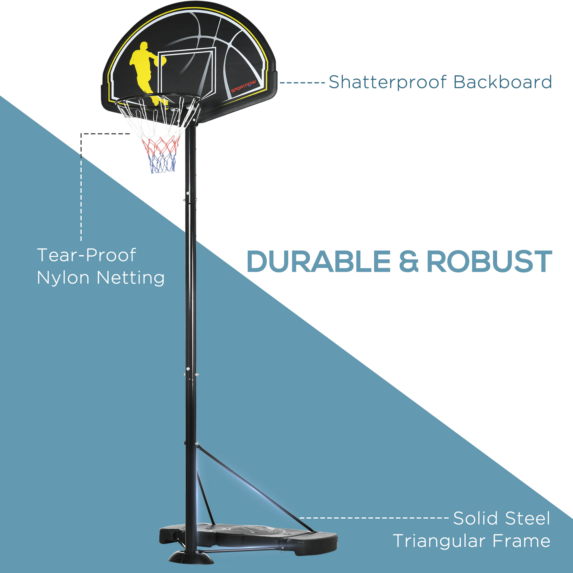 SPORTNOW 2.3-3m Basketball Hoop and Stand with High Strength PE ...