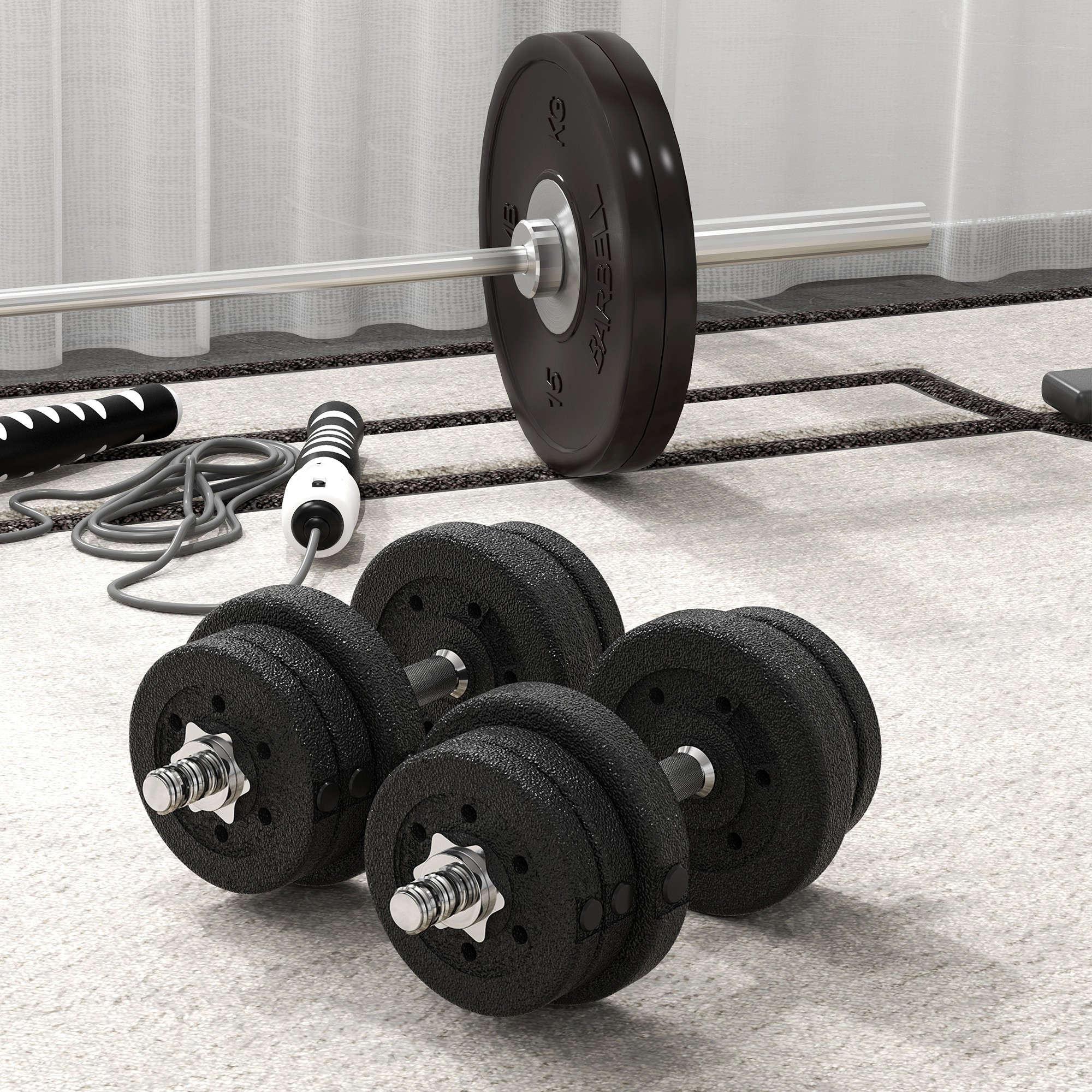 HOMCOM 25KG Adjustable Weights Dumbbells Set, Dumbbell Hand Weights for ...